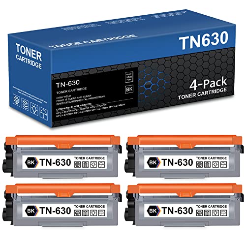(4 Pack, Black) TN630 Compatible TN-630 Toner Replacement for Brother HL-L2300D HL-L2320D HL-L2360DW MFC-L2680W MFC-L2700DW MFC-L2720DW MFC-L2740DW DCP-L2520DW DCP-L2540DW Printer, by Sold Beryink