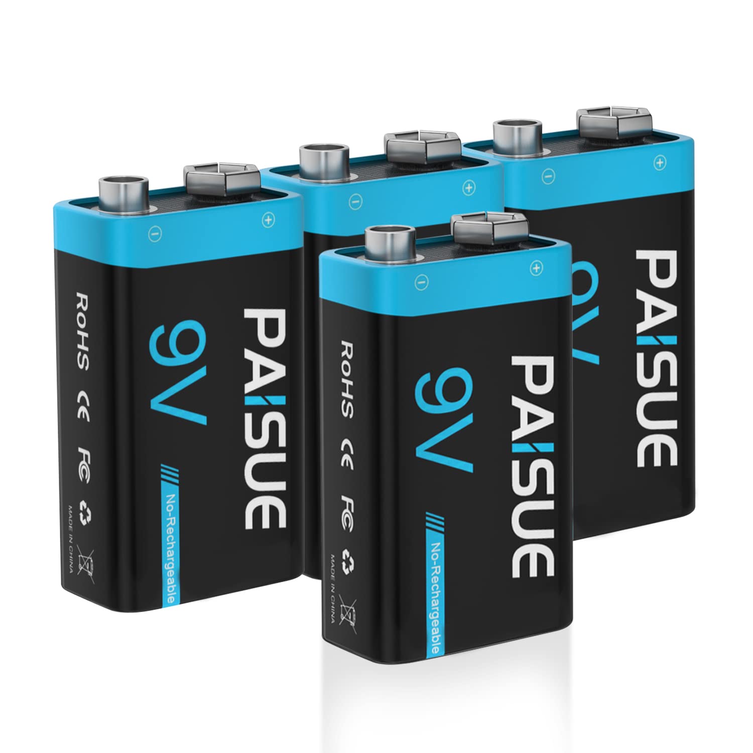 (4 Count) 9V Alkaline Batteries, 9 Volt Ultra Long-Lasting Alkaline Power Batteries 6LR61 Batteries for Smoke Detectors & Wireless Microphones, 8-Year Shelf Life