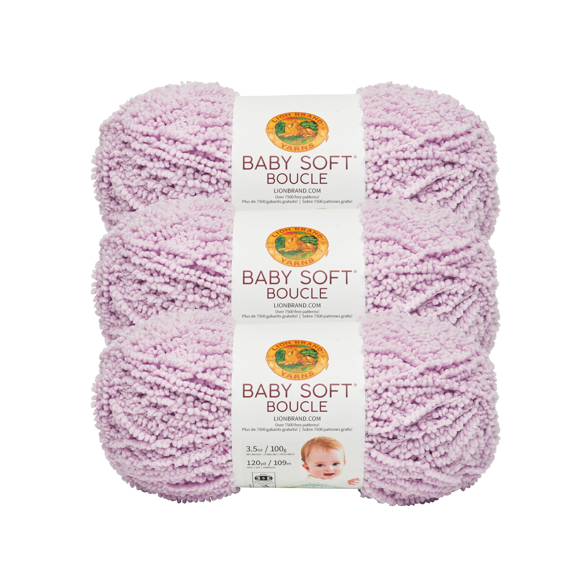 (3 Pack) Lion Brand Yarn 918-144 Baby Soft Boucle Yarn, Lavender3