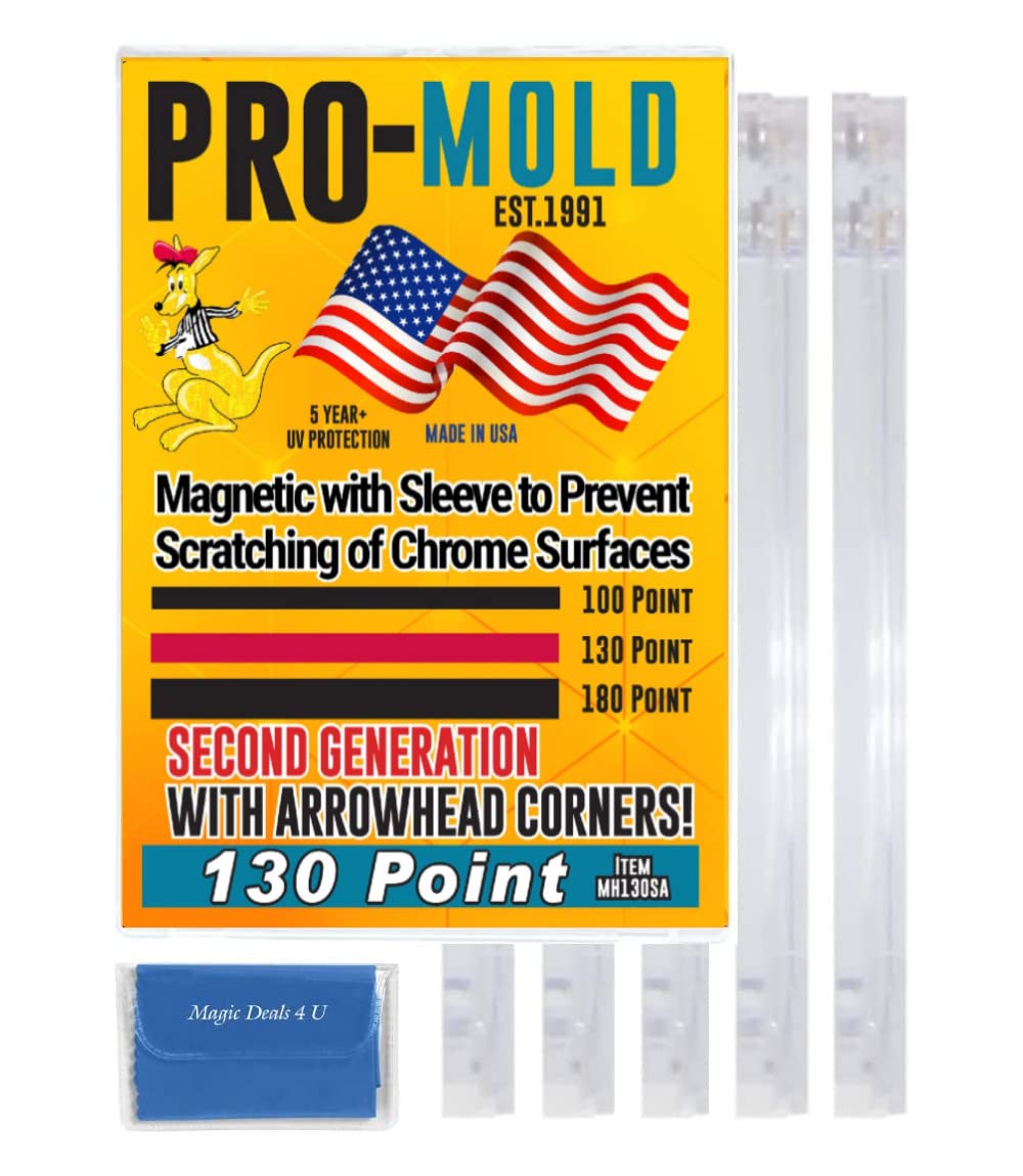(5-Count) 2nd Gen Pro-Mold USA 130pt. with Penny Sleeve Magnetic ONE Touch Card Holders, Holds Sleeved Card MH130S (Microfiber Cloth Included) (PM-MH130SA-5CT-CLOTH)
