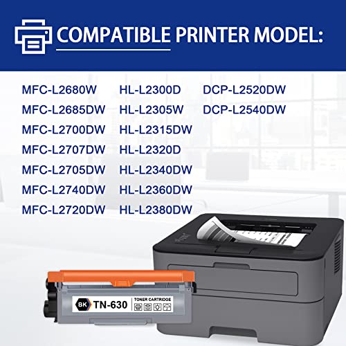(4 Pack, Black) TN630 Compatible TN-630 Toner Replacement for Brother HL-L2300D HL-L2320D HL-L2360DW MFC-L2680W MFC-L2700DW MFC-L2720DW MFC-L2740DW DCP-L2520DW DCP-L2540DW Printer, by Sold Beryink