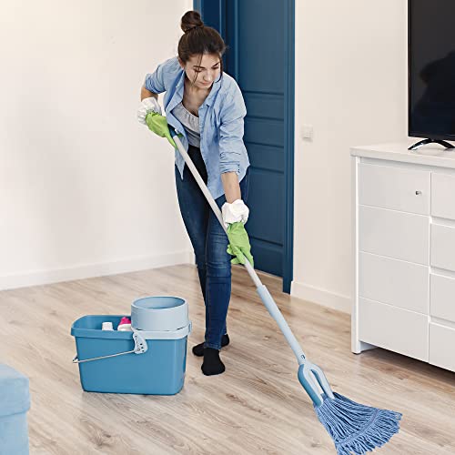 (3 Pack) Mop Head Replacement, Mop Heads Commercial Blue Cotton Looped End String, Wet Industrial Cleaning Mophead Replacements Refill, Reusable Washable Mops for Floor Cleaning Heavy Duty Mopheads