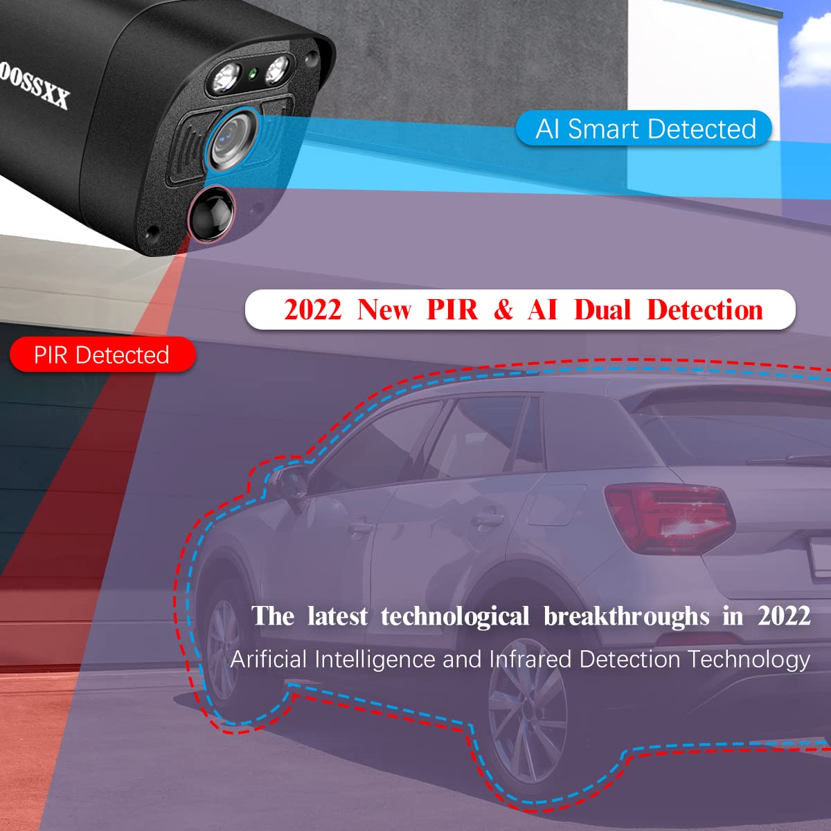 (5.0MP & PIR Detection) 2-Way Audio Dual Antennas Outdoor Security Camera System Wireless WiFi Home Security System 3K 5.0MP Video Surveillance (4-Cam 5.5MP 1TB)