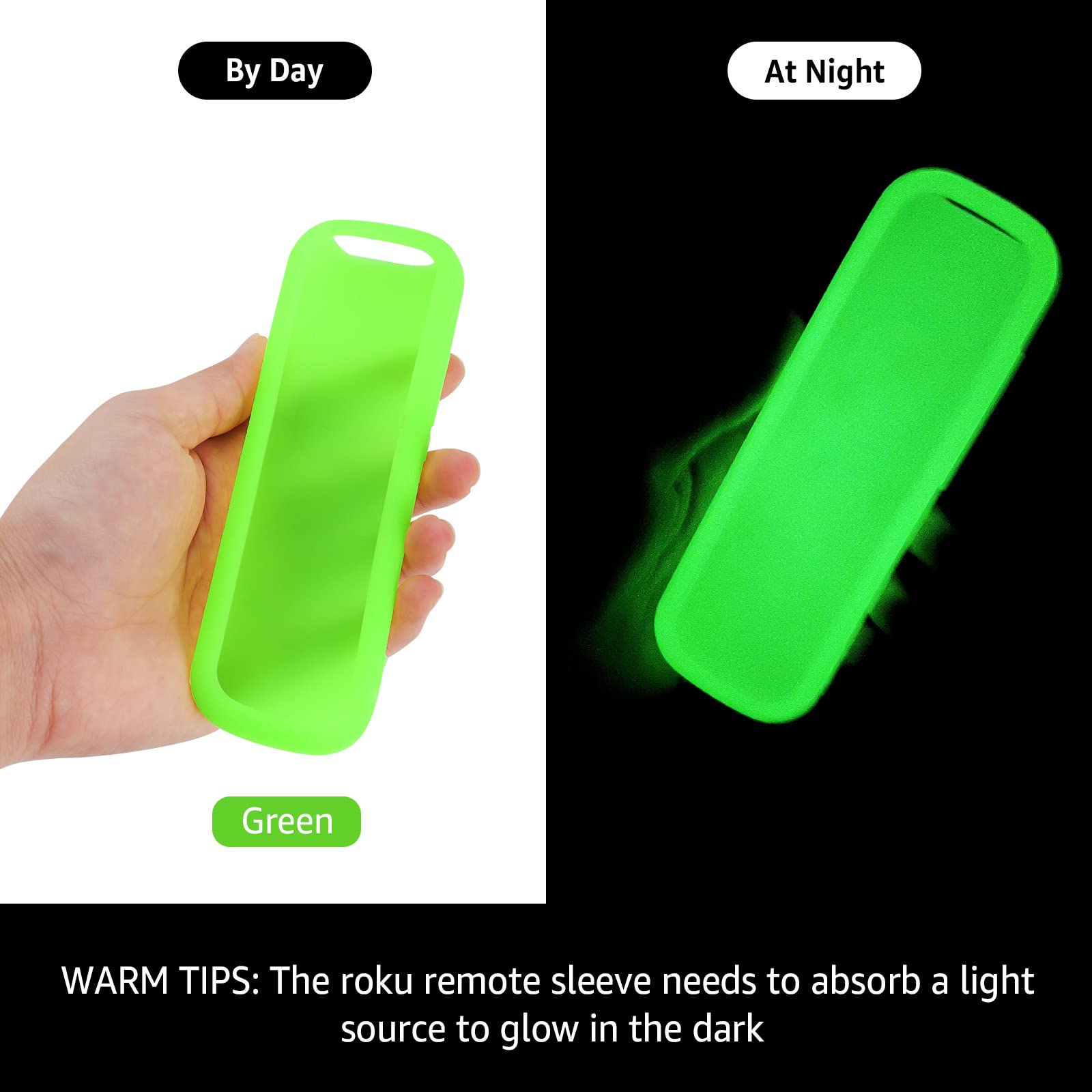 (4 Pack) ONEBOM Cover for Roku Remote, Cover for Hisense/TCL Roku TV Steaming Stick/Express Universal Replacement Controller Silicone Sleeve Skin Glow in The Dark (Green Pink Blue Yellow)