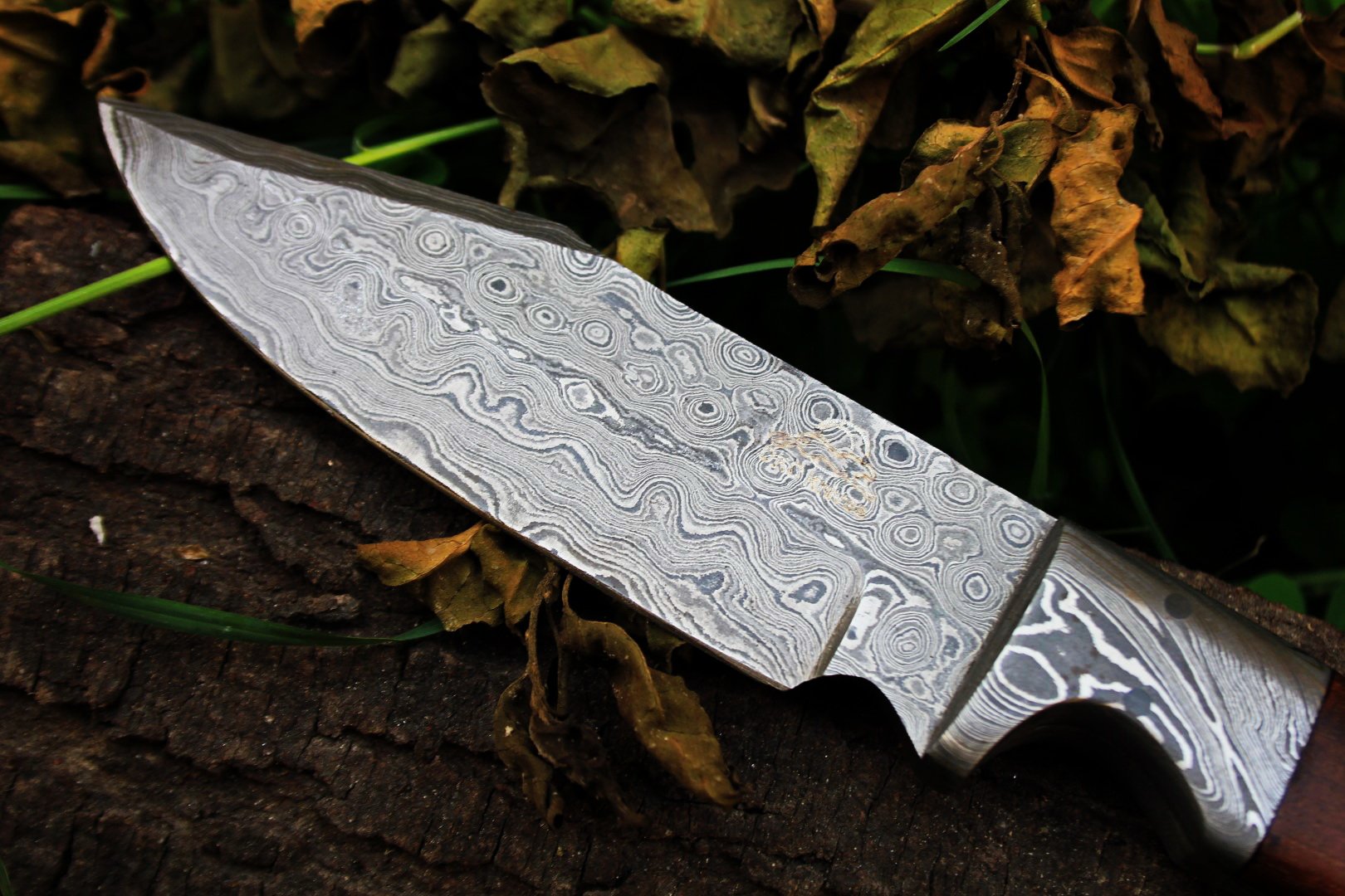 (7 9/18) DKC-516 Hunter Damascus Bowie Hunting Handmade Knife Fixed Blade 7.9 oz 9"
