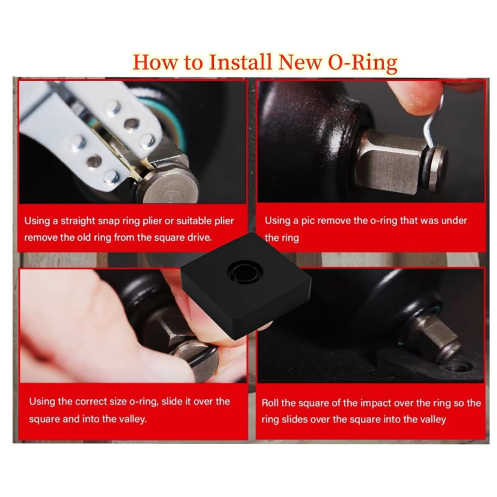 (3+3Sets) 1/2β and 3/8" Impact Retaining Ring Clip Impact Friction Ring with O-Ring for Milwaukee Electric/Pneumatic Type Impact Wrench, Retainer Ring Anvil Install Tool Included