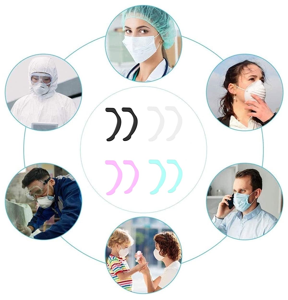 (4 Pairs) Mask Ear Protecting Ear Protectors for Masks face mask ear saver mask Ear Protector,Hook Silicone Sleeve to Prevent face mask Rope Ear Pulling, Effectively Relieve Ear Pain