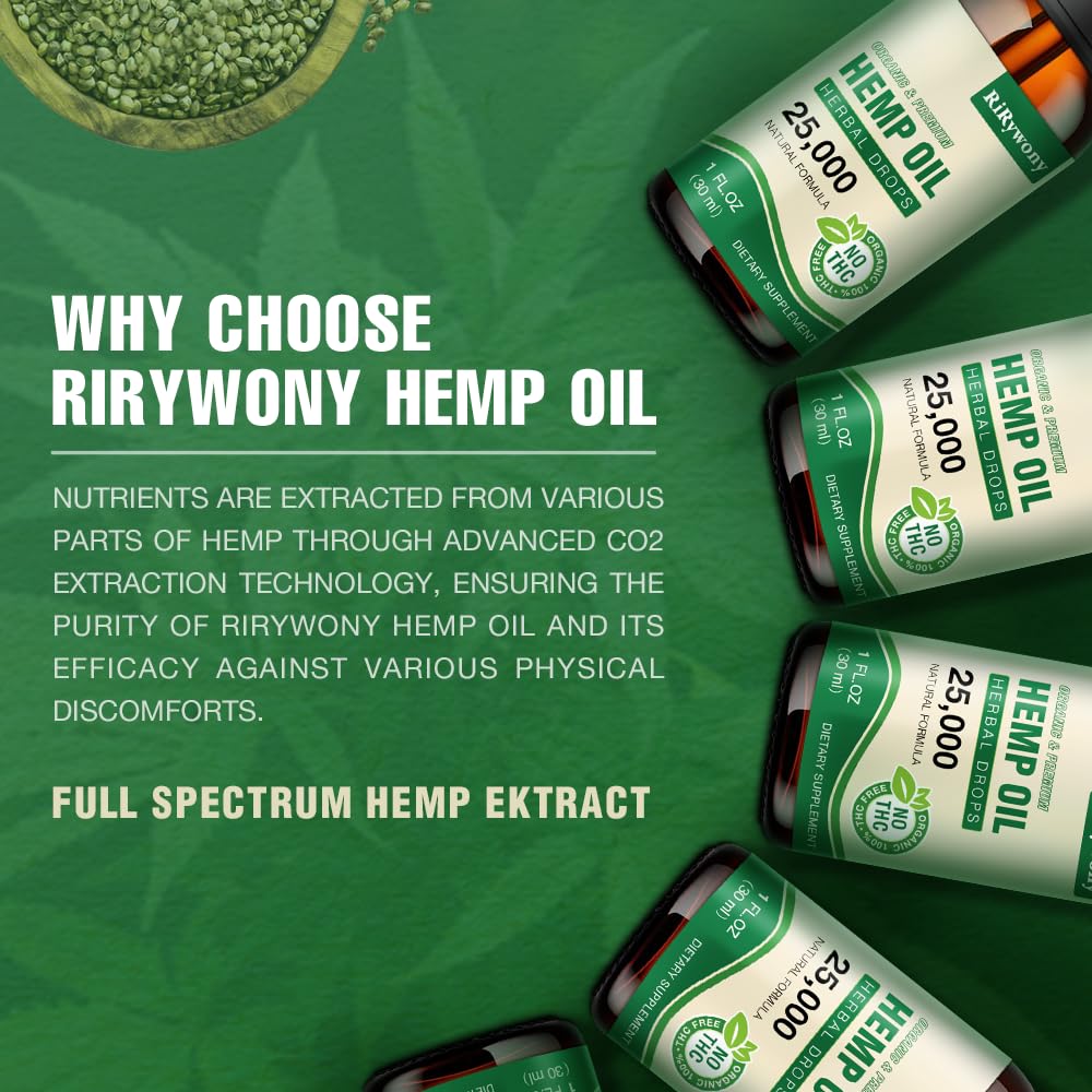 (3-Pack) High Potency Hemp Oil Organic - 25,000 Maximum Strength Hemp Drops- Hemp Oils Extract with Vegan, Natural Hemp Supplements for Aldult - Natural Grown in USA - C02 Extraction, Non-GMO
