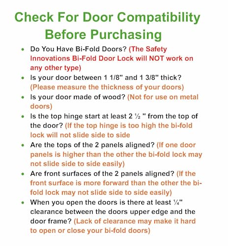 (4- Pack) - Safety Innovations Bi-fold Door Lock - Closet Protection Child and Pet Proof Bi-fold Door Lock - Tool-Free Installation - Made from Unbreakable Clear Polycarbonate