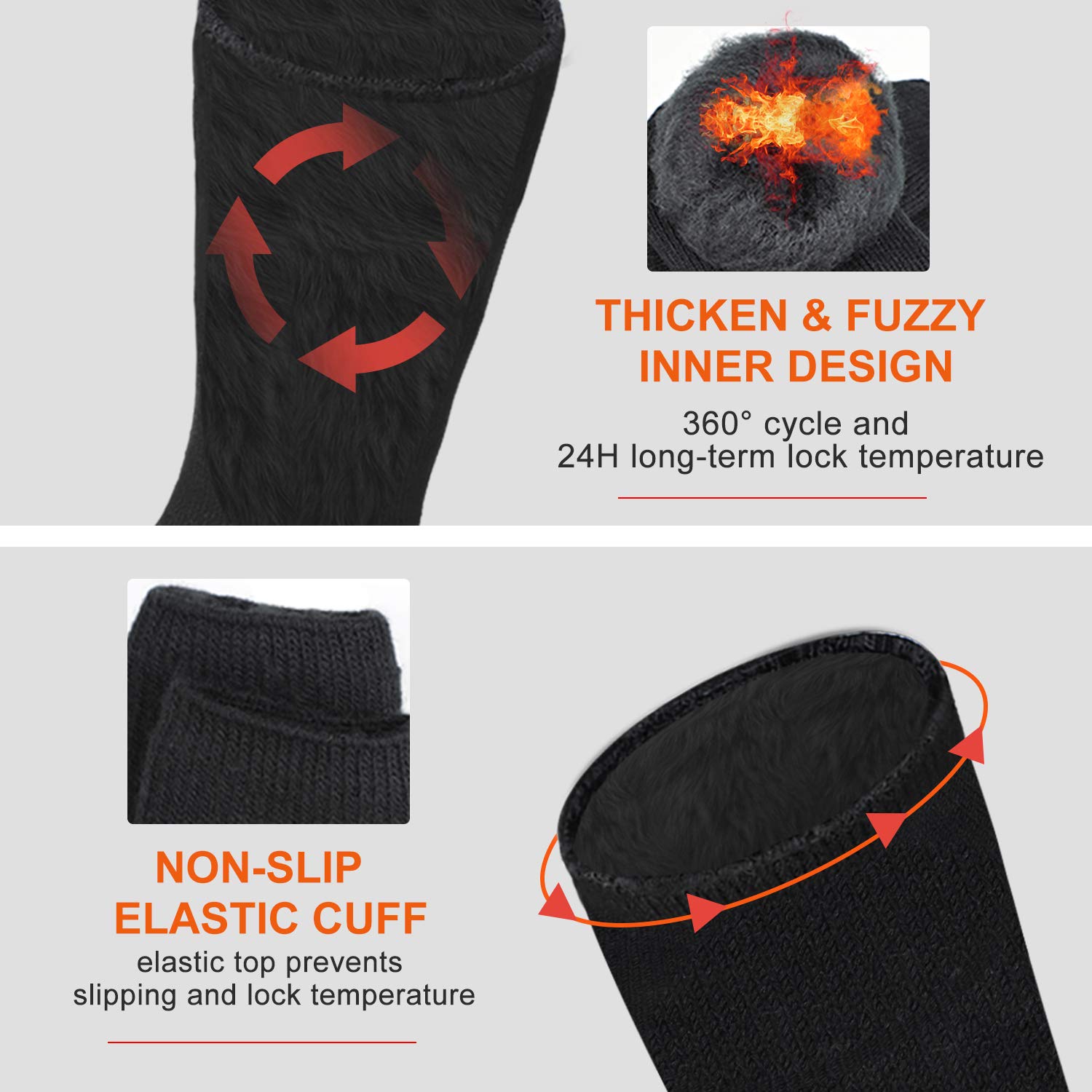 (2pk) Winter Warm Thermal Socks for Men Women, Cozy Thick Fuzzy Insulated Boot Heated Socks,Cold Weather,Hiking,Skiing (M)
