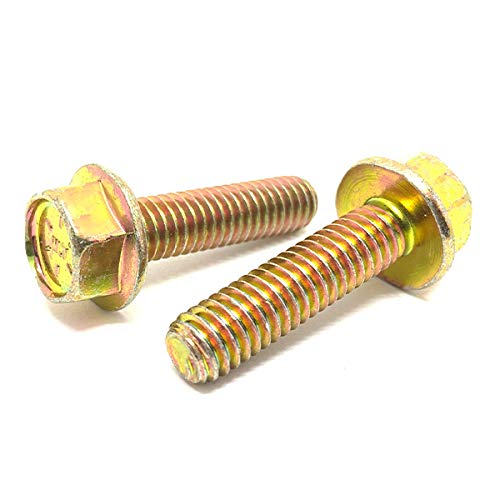 (22 Pieces) 1/4-20x3/4" Grade 8 Hex Flange Bolts Screws UNC Coarse Full Threads Zinc Yellow