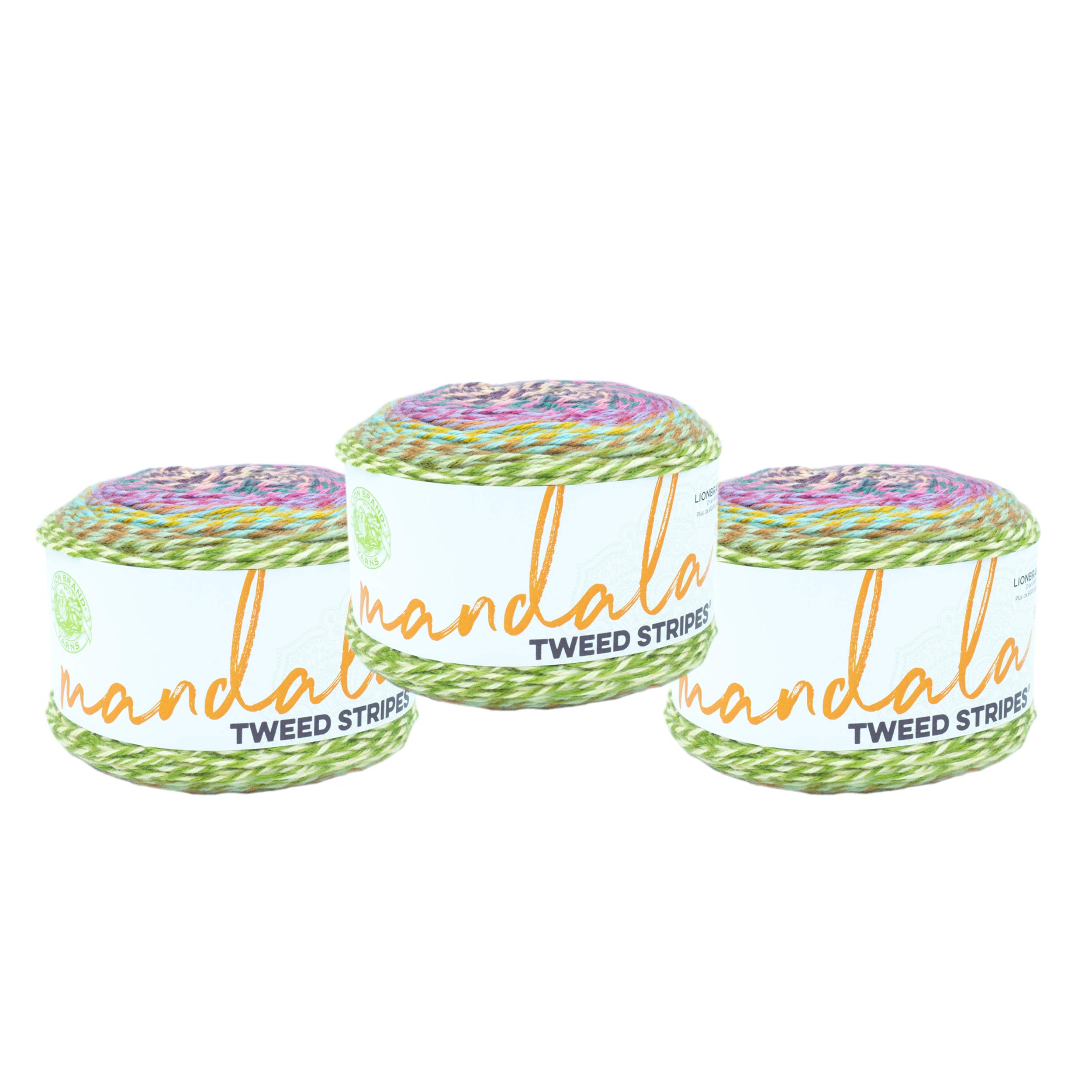 (3 Pack) Lion Brand Yarn Mandala Tweed Stripes Yarn, White Elephant