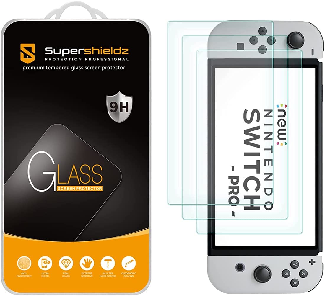 (3 Pack) Supershieldz Designed for Nintendo Switch OLED (2021) Tempered Glass Screen Protector, 0.3mm, Anti Scratch, Bubble Free