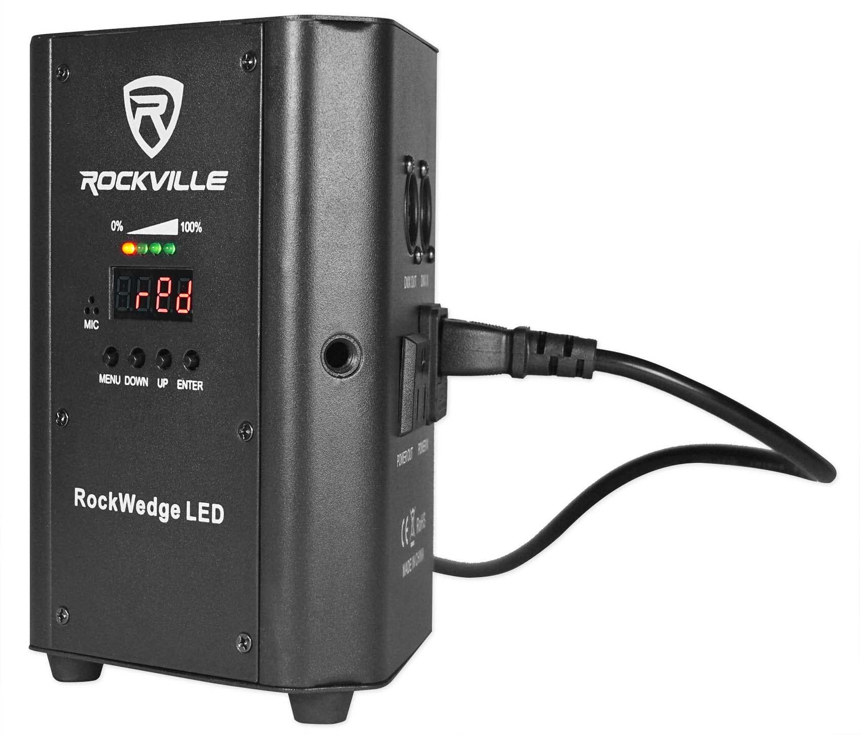 (6) Rockville RockWedge LED RGBWA+UV Rechargeable Wireless DMX DJ Par Up-Lights