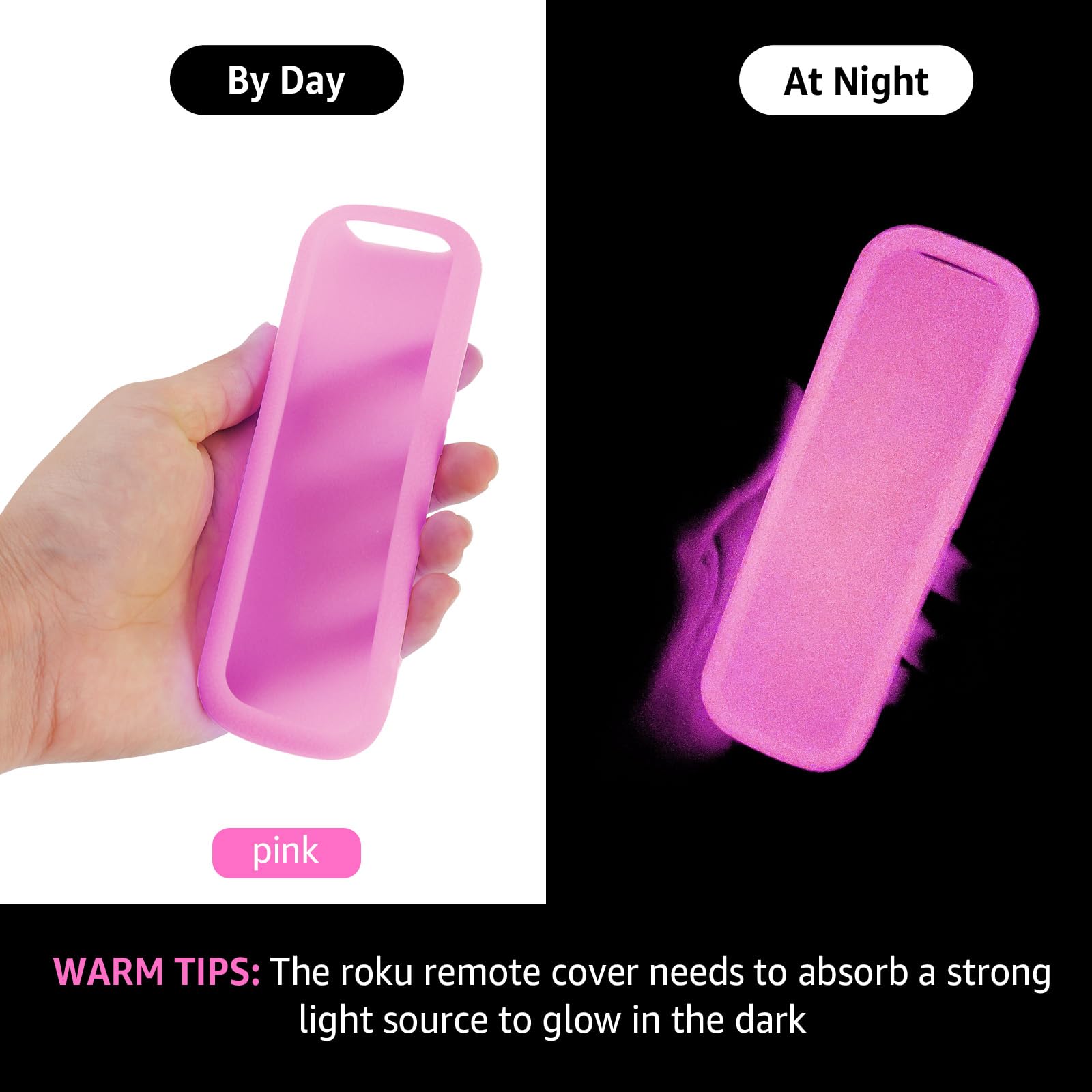 (4 Pack) ONEBOM Cover for Roku Remote, Case for Hisense/TCL Roku TV Steaming Stick/Express Universal Replacement Controller Silicone Sleeve Skin Glow in The Dark (Pink White Orange) Red