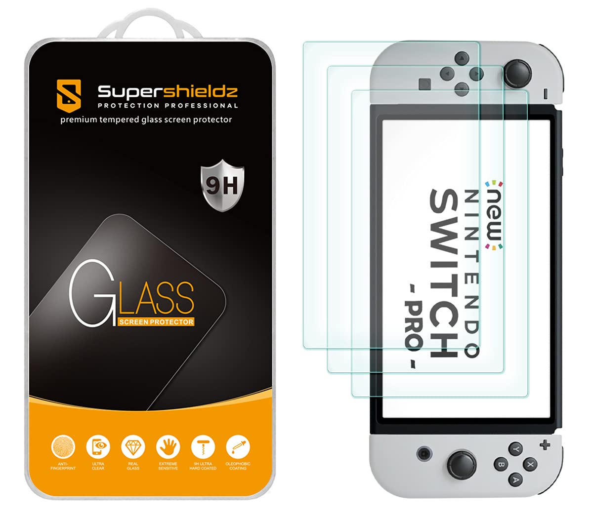(3 Pack) Supershieldz Designed for Nintendo Switch OLED (2021) Tempered Glass Screen Protector, Anti Scratch, Bubble Free