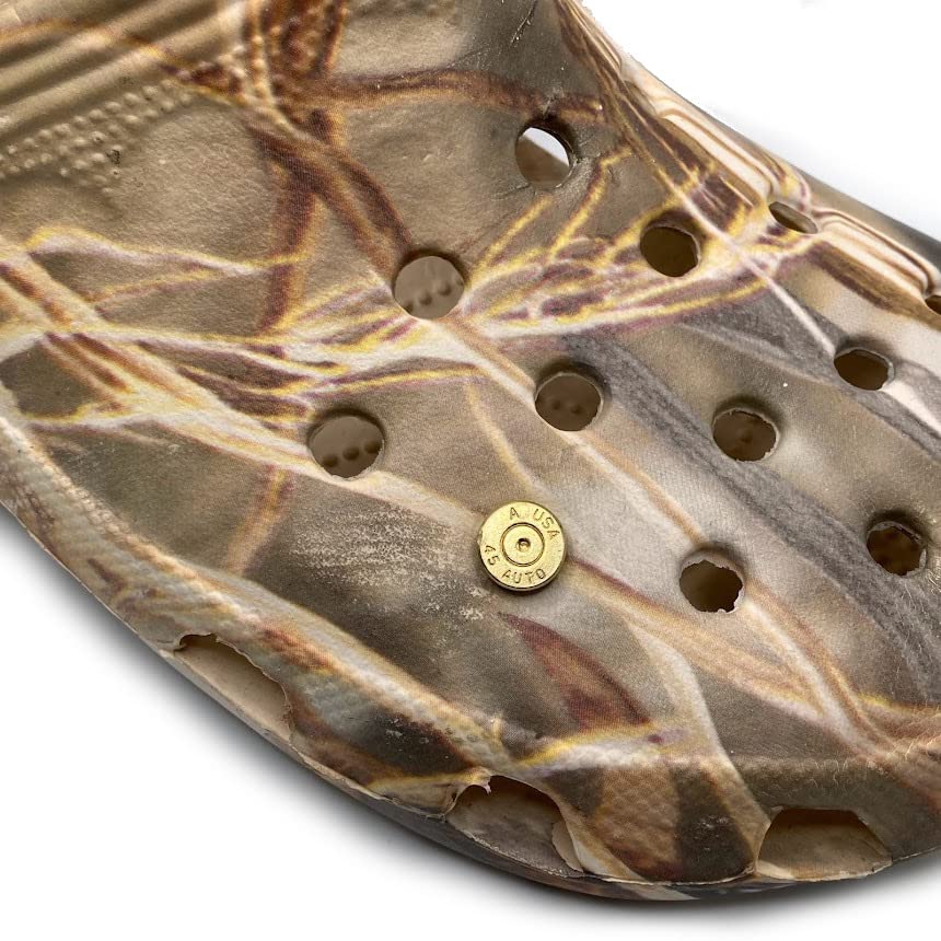 (3pk) Bullet Casing Shoe Charms for Crocs - Military, Army, Police, Shooting, Hunting (.45 ACP/Auto (Brass))