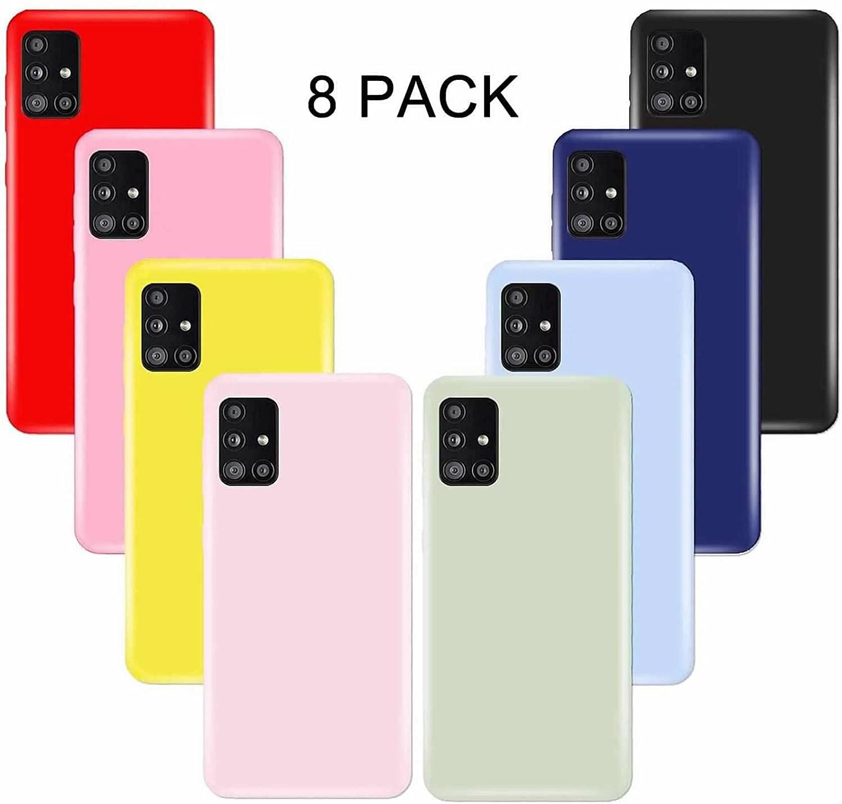 (8 Pack) for Samsung Galaxy A71 5G Case [NOT for Verizon A71 5G UW],Soft Silicone Gel Bumper Phone Case Shockproof Cover for Samsung A71 5G, Red, Light Pink, Yellow, deepPink,Green,Purple,Blue, Black