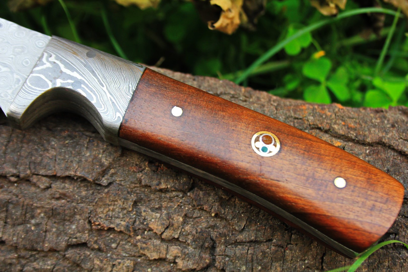 (7 9/18) DKC-516 Hunter Damascus Bowie Hunting Handmade Knife Fixed Blade 7.9 oz 9"