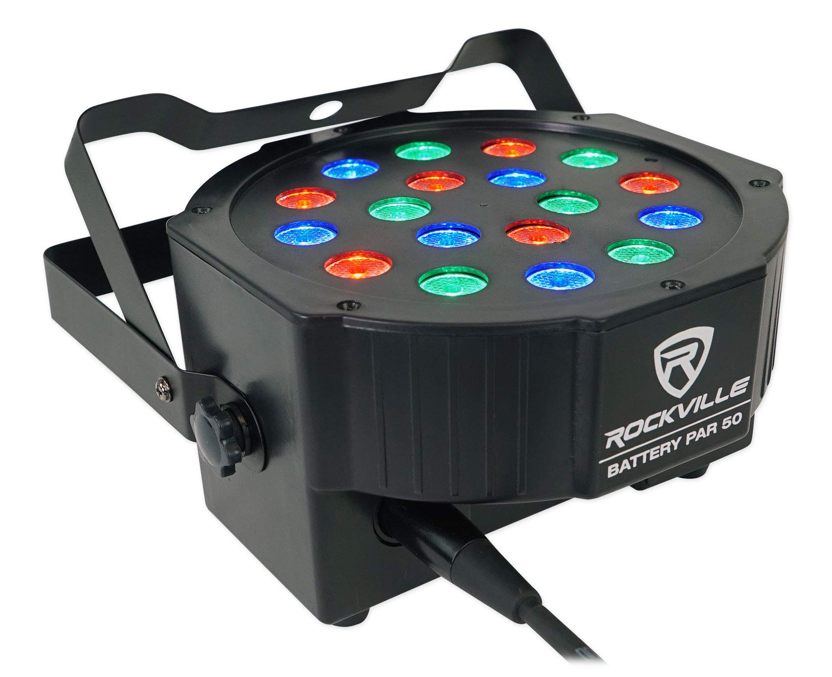 (4) Rockville Battery PAR 50 Rechargeable LED DMX DJ Club Wash Up-Lights+Remote