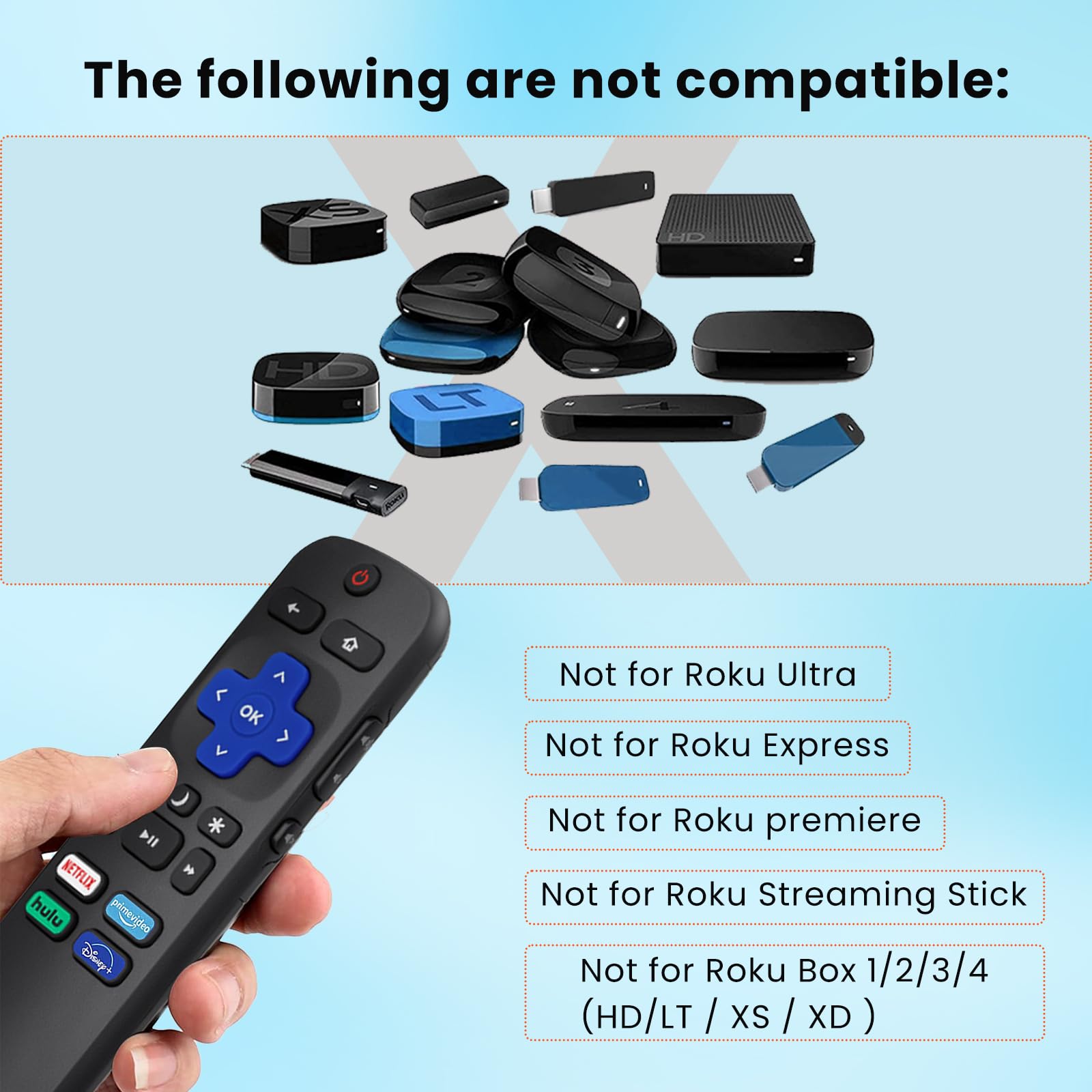 (Pack of 2) Roku Remote Replacement Only for Roku TV, Compatible for TCL Roku/Hisense Roku/Onn Roku/Sharp Roku/Element Roku, (Infrared)