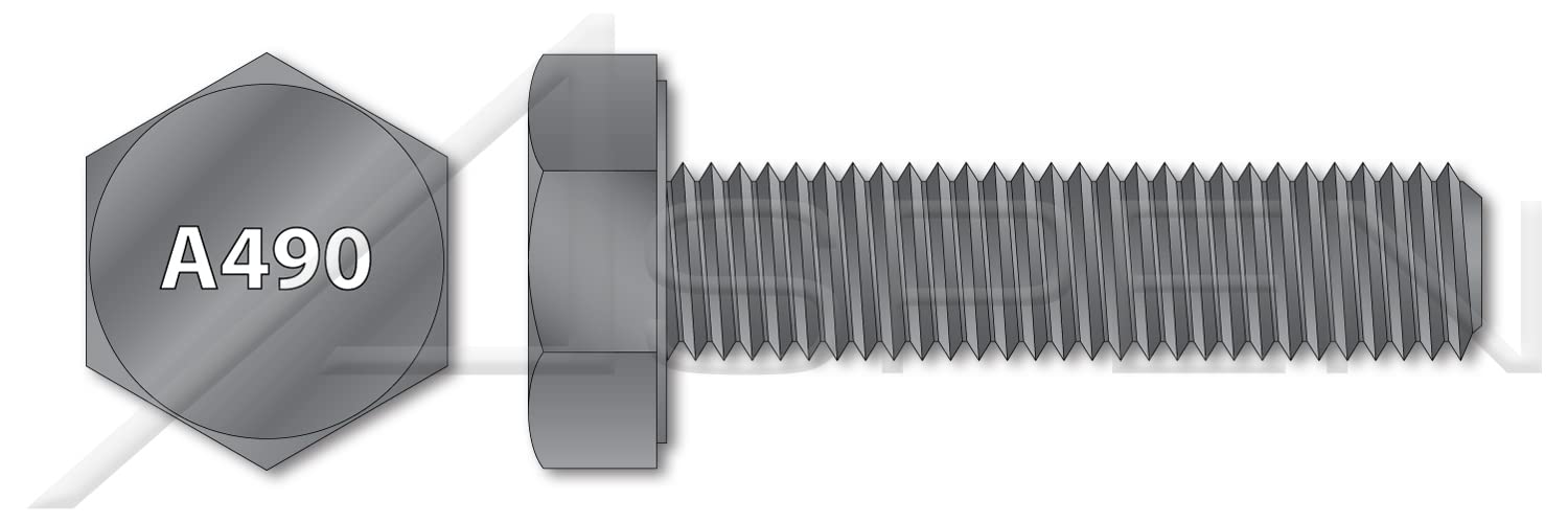 (300 pcs) 1"-8 X 2", Heavy Structural Hex Bolts, Full Thread, ASTM A490 Type 1, Steel, Made in U.S.A.