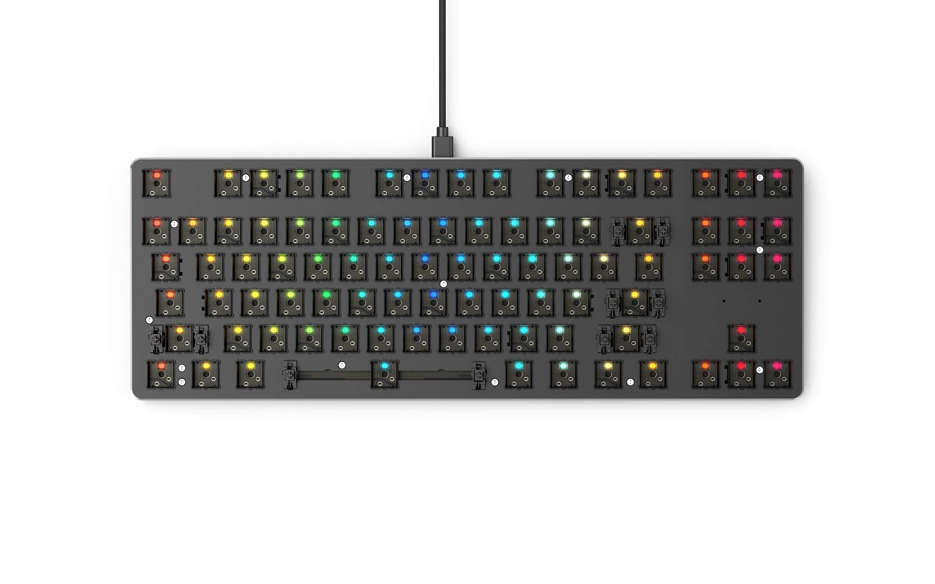 (Barebone Keyboard + Keycaps) Glorious GMMK Modular Mechanical Gaming Keyboard - Barebone Edition, TKL + Glorious Black Aura Keycaps (Bundle)