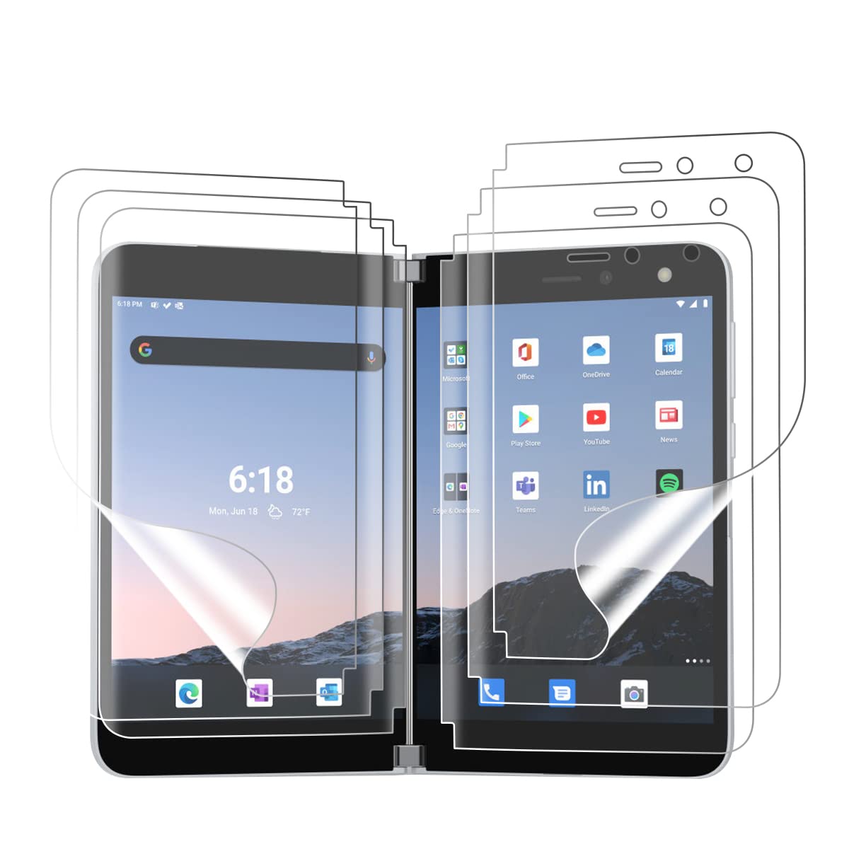 (3 Pack) Orzero Compatible for Microsoft Surface Duo (Premium Quality) Edge to Edge (Full Coverage) Screen Protector, High Definition Anti-Scratch Bubble-Free (Lifetime Replacement)
