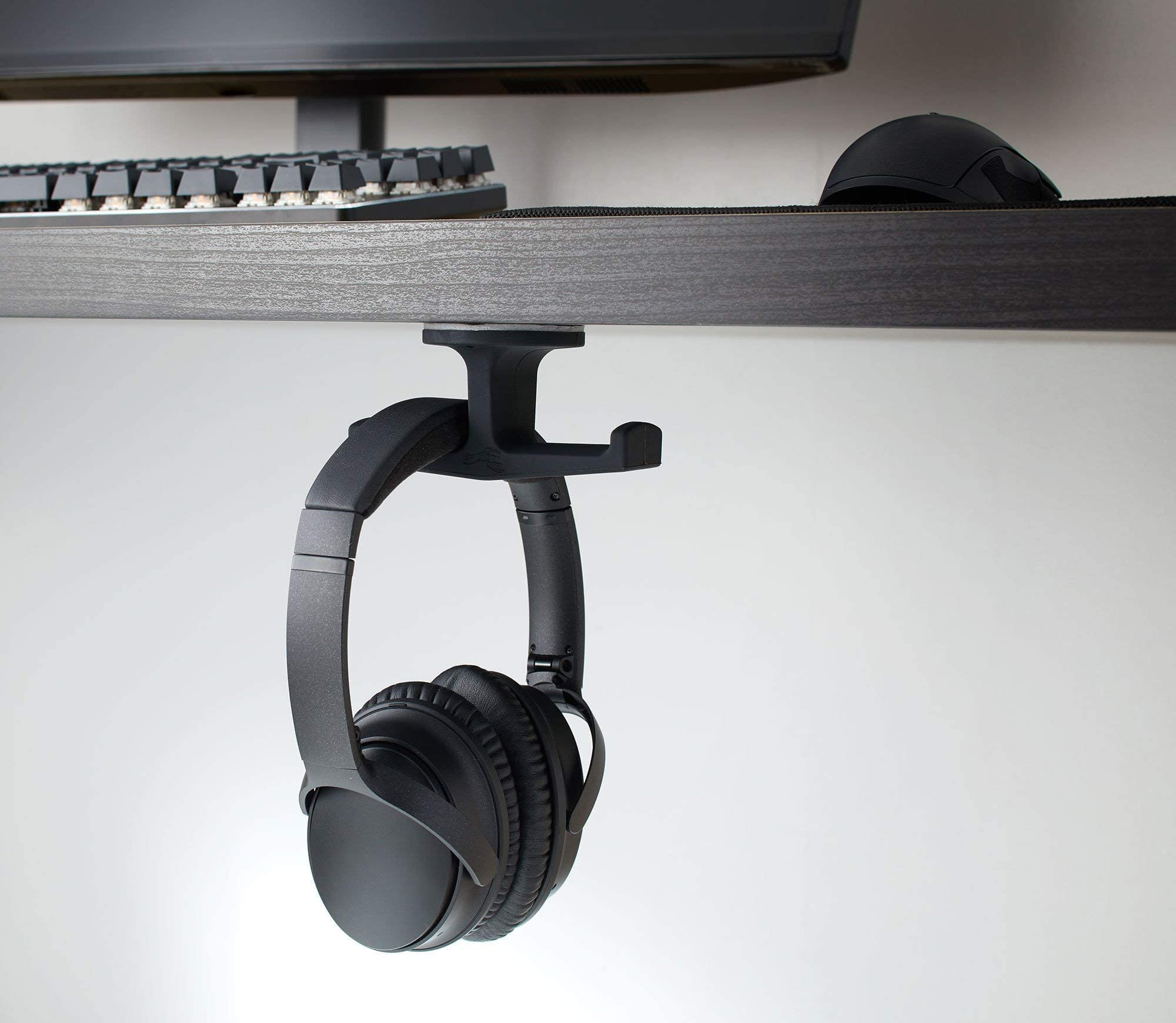 (Bungee + Headphone Stand) Glorious Gaming Mouse Bungee (Black) + Glorious Trident – Under Desk Gaming Headset/Headphone Stand Mount Holder (VR Headset Compatible) (Bundle)