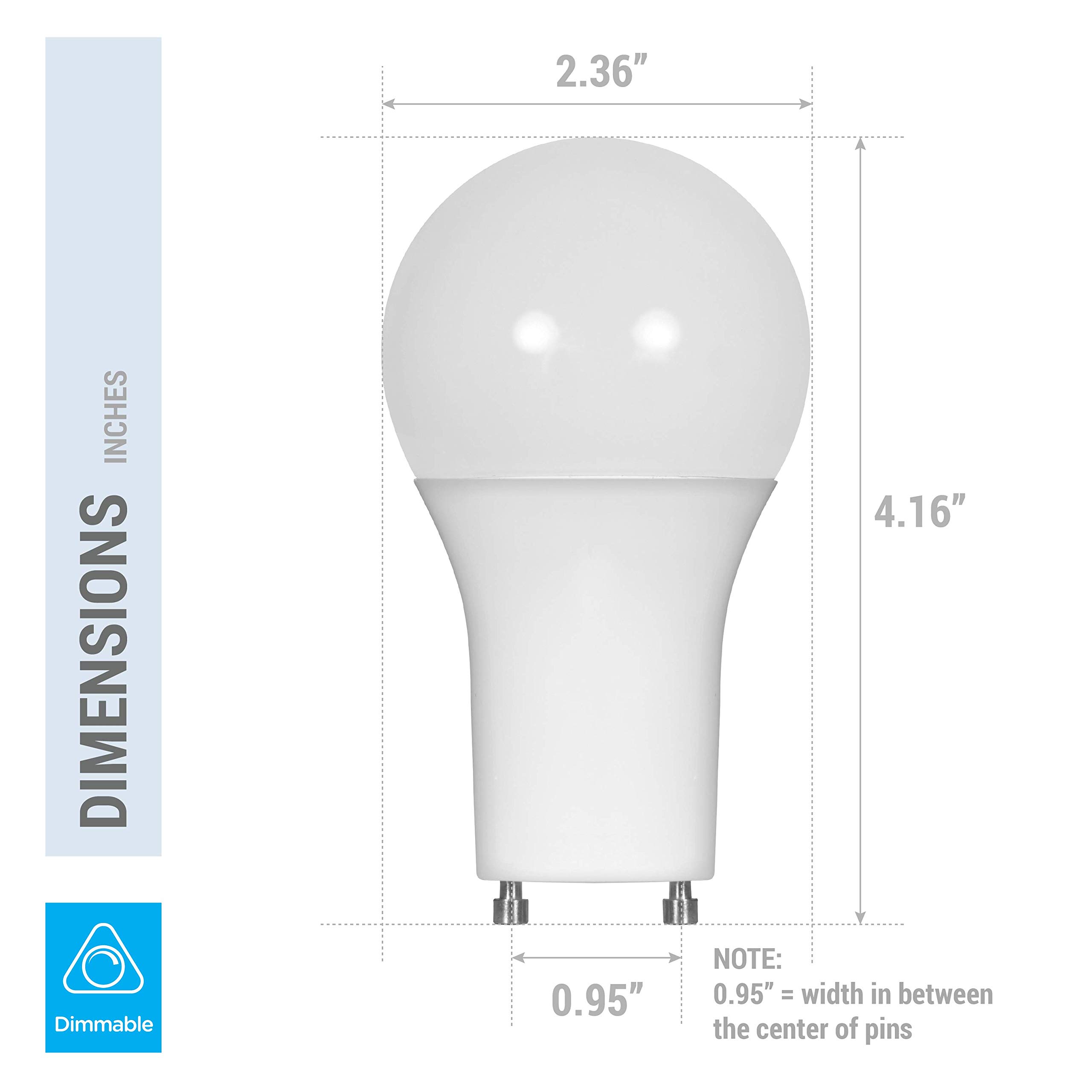 (4 Pack) LED GU24 A19 Light Bulbs 60 Watt Equivalent, 9.5 Watt Dimmable Lights for Home with Twist & Lock Base, Replacing CFL GU24 Ceiling Light, Omni 220 Degree Beam Angle, 800 Lumen Warm White 2700K