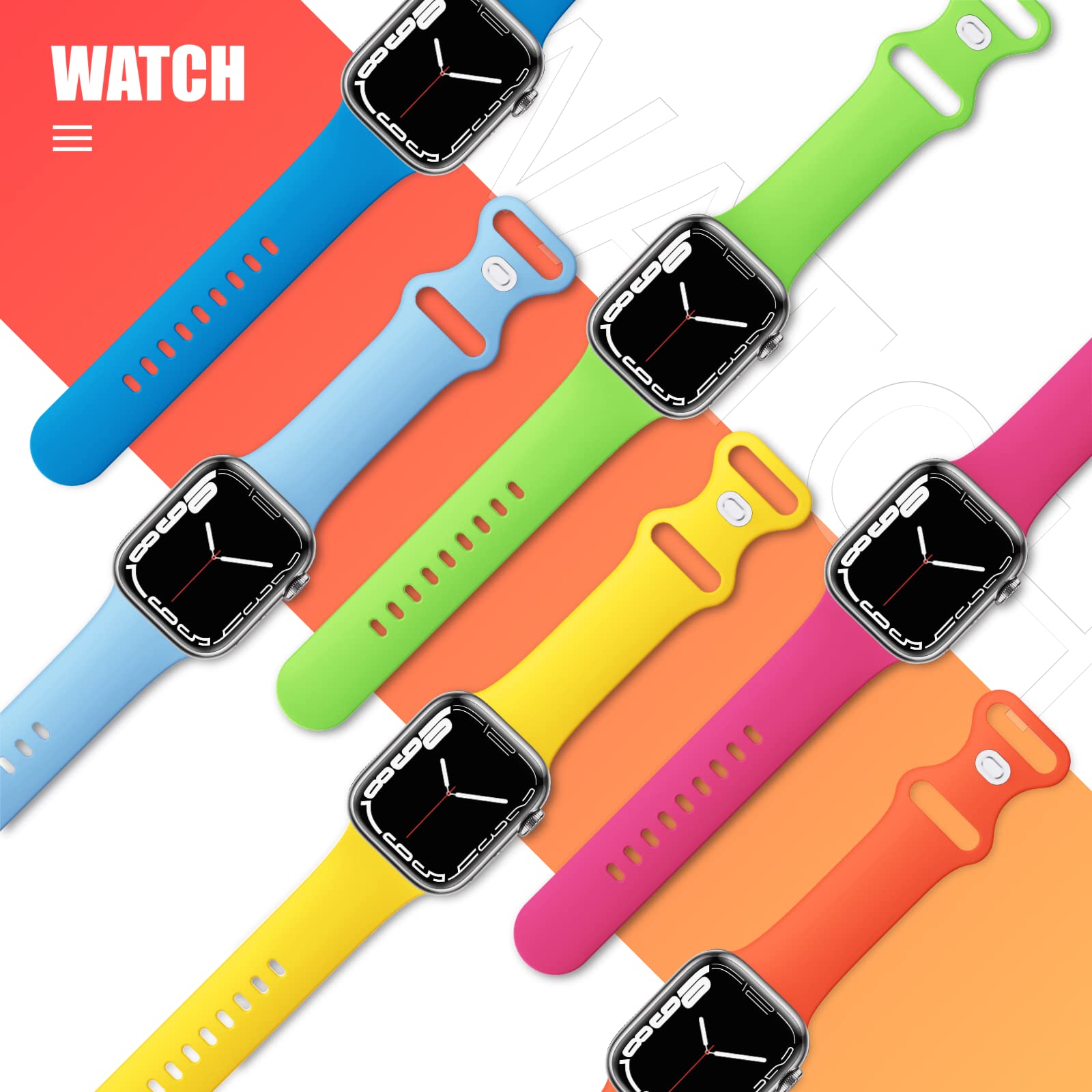(6 Pack) Sport Band Compatible with Apple Watch Bands 38mm 40mm 41mm 42mm 44mm 45mm 49mm, Soft Silicone Replacement iwatch Strap Bands Compatible for Apple Watch Ultra SE Series 8 7 6 5 4 3 2 1 Men