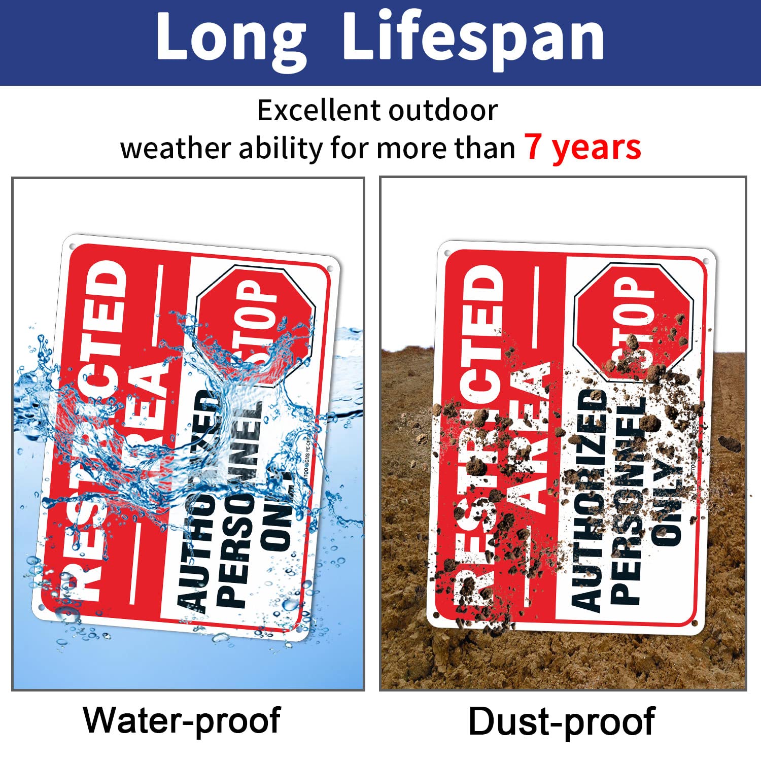 (6 Pack) Restricted Area Sign Authorized Personnel Only, Do Not Enter Sign, 10 x 7 Inches .40 Rust Free Aluminum, UV Protected, Weather Resistant, Waterproof, Durable Ink,Easy to Mount