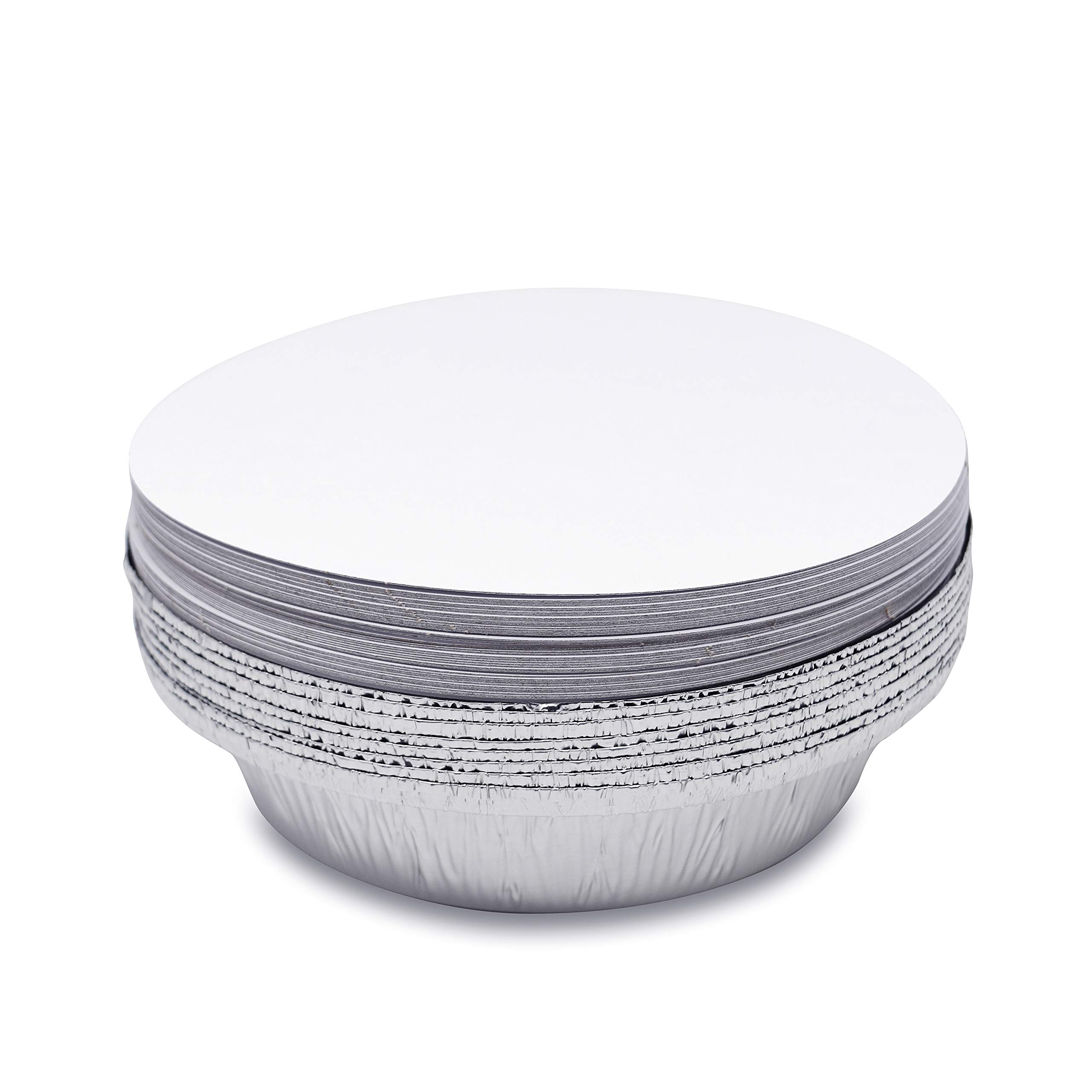 (45 Pack) Premium 9-Inch Round Foil Pans with Board Lids l Heavy Duty l Disposable Aluminum Tin for Roasting, Baking, or Cooking