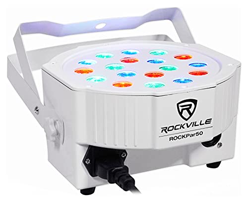 (8) Rockville RockPAR50 LED RGB Compact Par Can DJ/Club/Stage DMX Wash Light - White