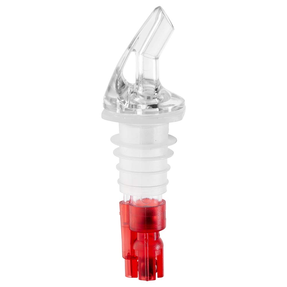 (Pack of 3) Measured Liquor Pourers, 1.oz, No Collar Clear Spout Bottle Pourer with Red Tail