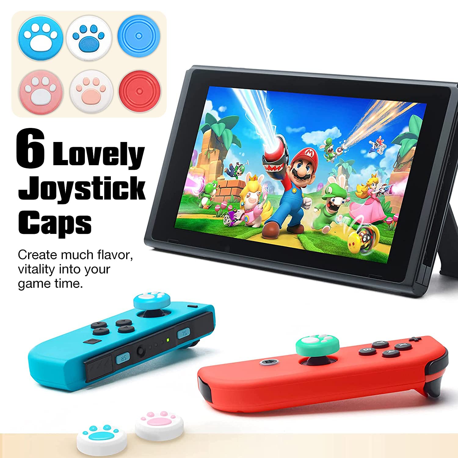 (4 Pack)Joycon Joystick Replacement,Original Replacement Joystick for Nintendo Switch Joycon and Switch Lite Repair Tool Kit,Joy Con Repair Kit Include , Screwdrivers, Pry Tools, Thumb Grips Caps