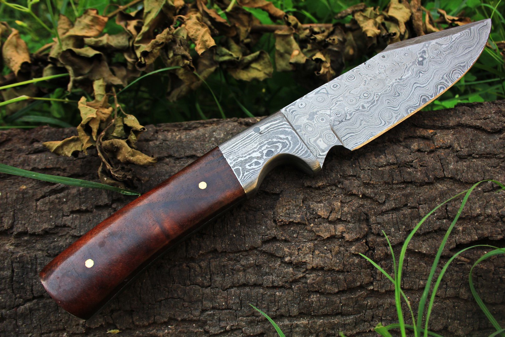 (7 9/18) DKC-516 Hunter Damascus Bowie Hunting Handmade Knife Fixed Blade 7.9 oz 9"