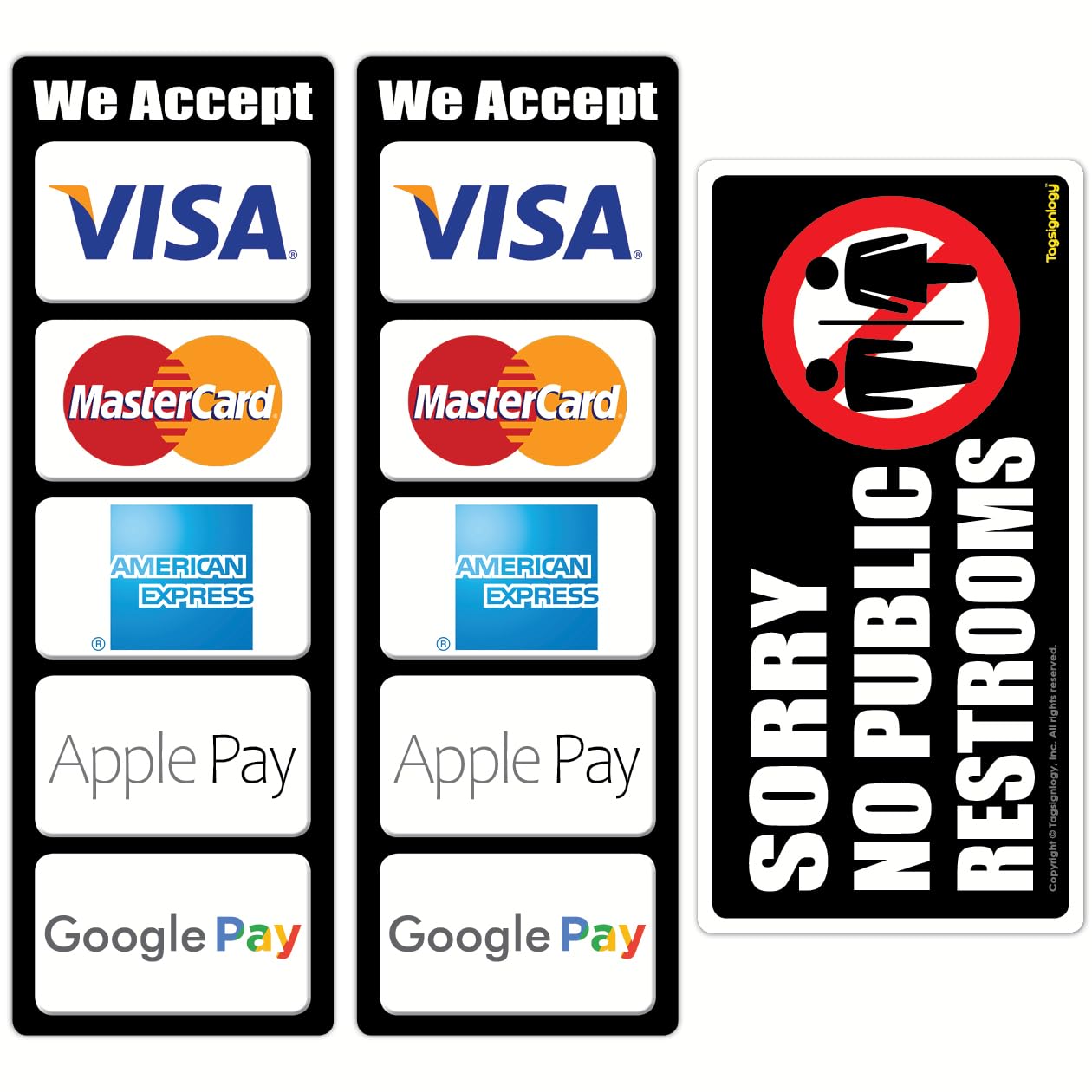 (Combo Sticker Pack) We Accept Visa MasterCard Discover AE AmEx Apple Pay Google Pay Credit Card Logo Mobile Payment Service Signs Decals Anti-Fade Stickers