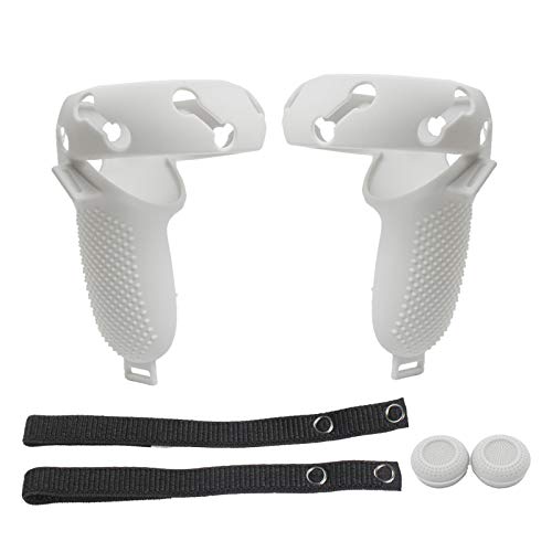 (One Size) Knuckle Strap Touch Controller Grip Cover Protective fit for Oculus Quest 2 (White)