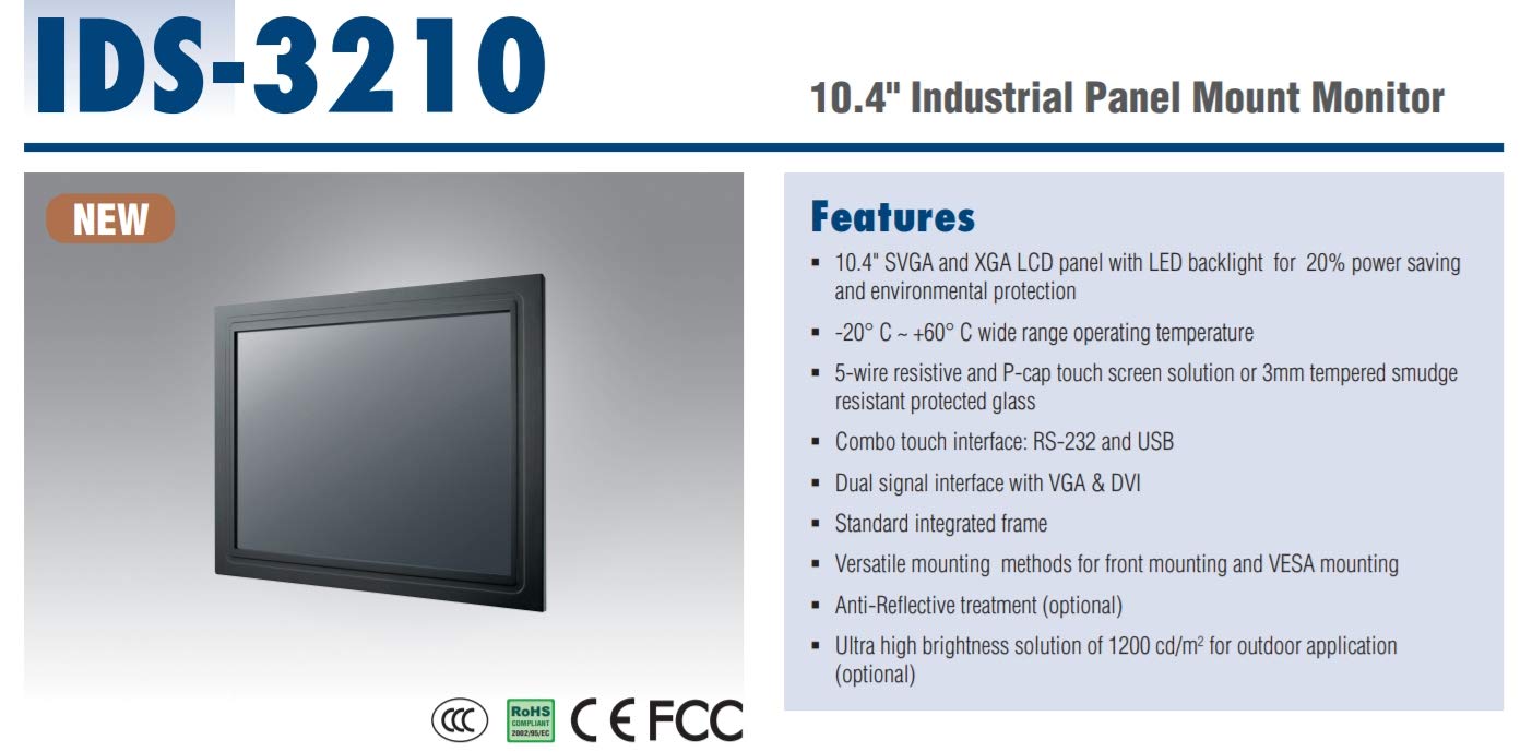 (DMC Taiwan) 10.4 inches SVGA 400 cd/m2 LED Panel Mount Touch Monitor