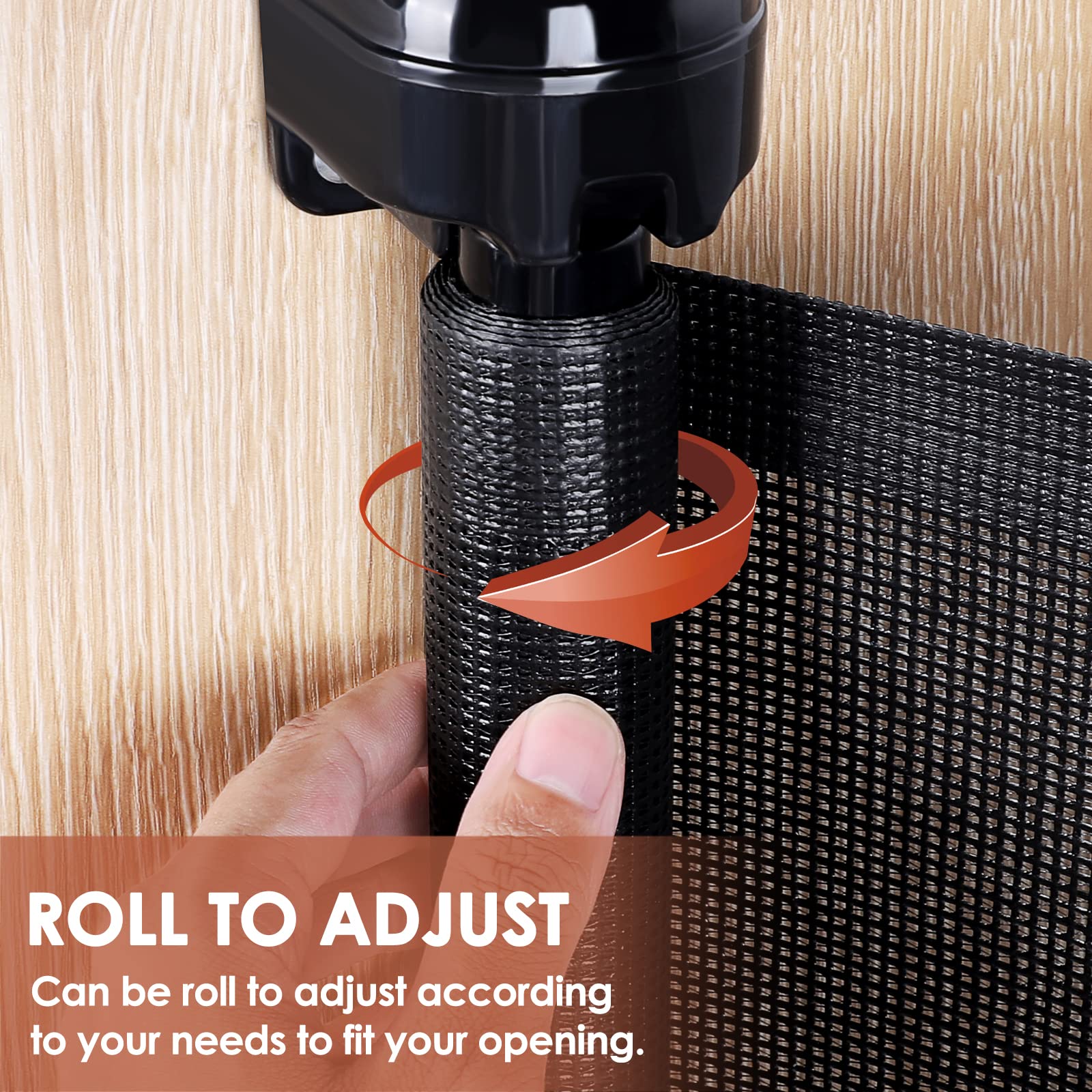 (Non-Retractable) Adjustable Baby gate 0-60 Inches Wide, Mesh Baby Gate with Safety Lock, Roll Up to Saving Space, Portable Folding Mesh Dog Gate Child gate for for Stairs Indoor Outdoor Gate (Black)