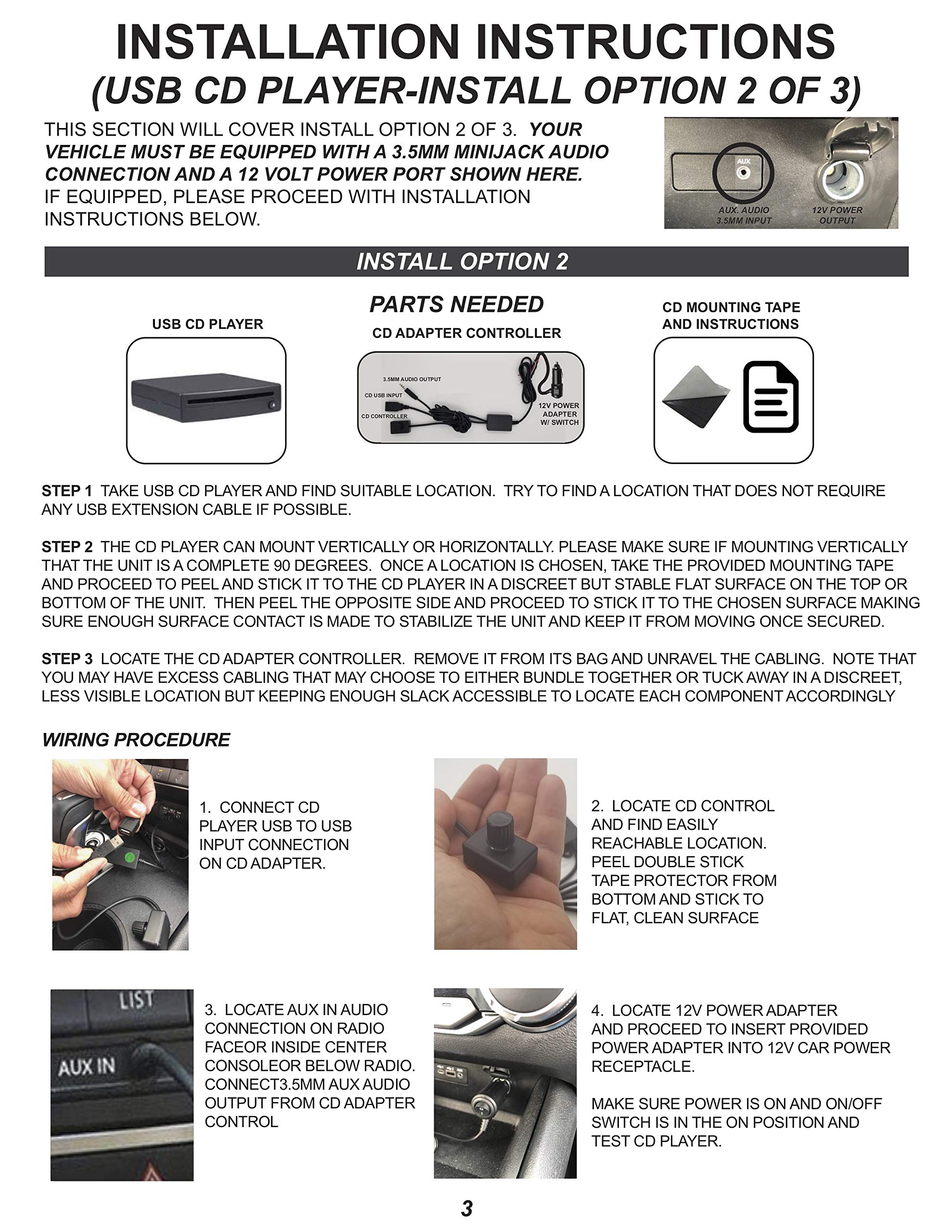 (AIE) – “Add-on” Car CD Player – Deluxe USB Integrated Kit - Universal Connection Guaranteed for Any Vehicle (3 Connection Options) – CDUSB-Deluxe