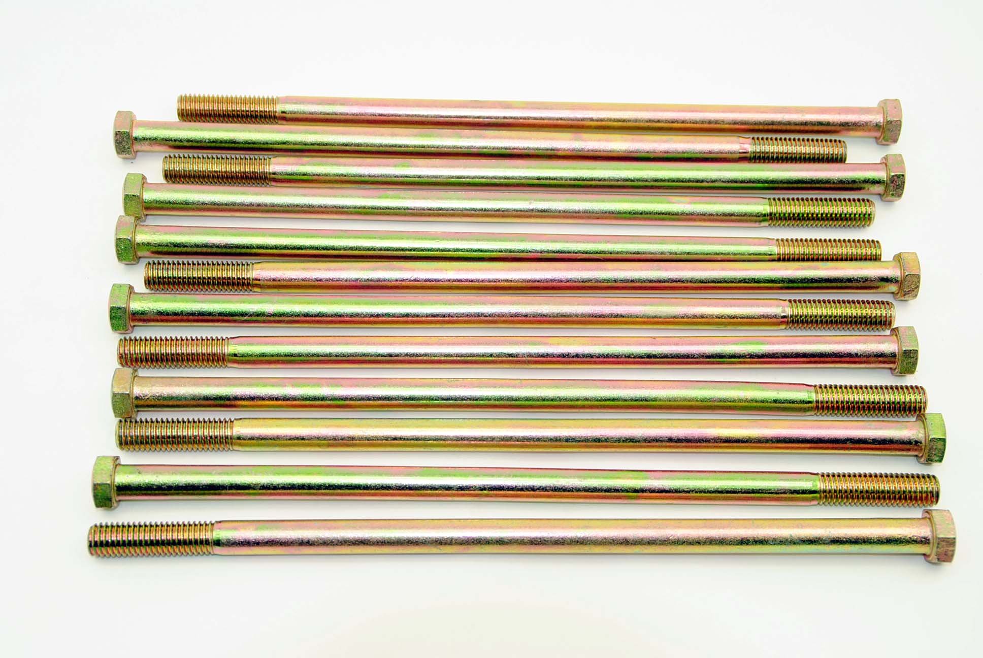 (7) Hex Head 1/2-13 x 12 Grade 8 Bolts Yellow Zinc Cap Screws