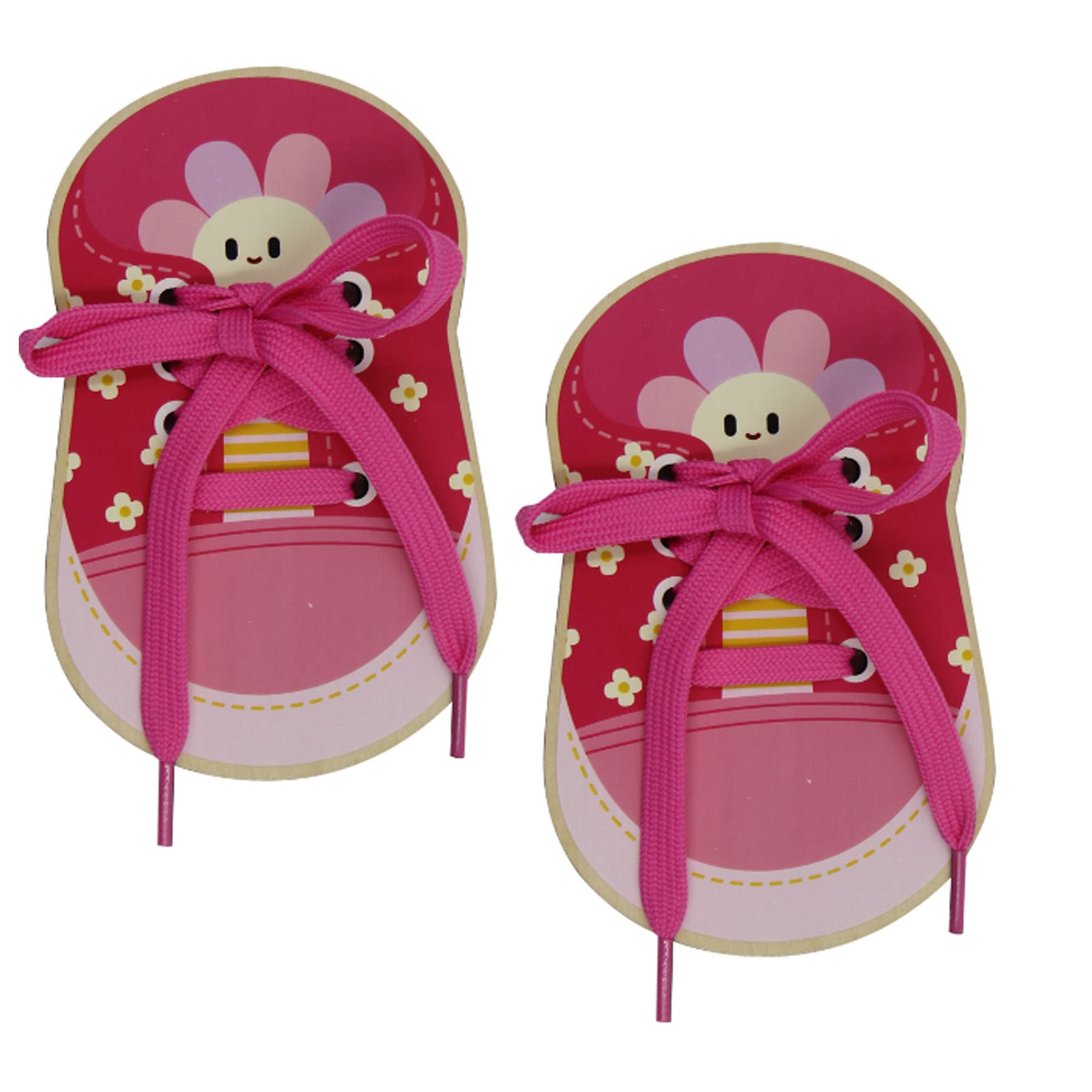 (Pack of 2) Wooden Lacing Shoe Learn to Tie Shoelaces, Fine Motor Skills Threading Board Game