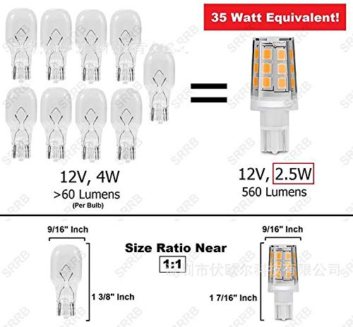 (8-Pack) 2.5W LED Replacement Landscape Pathway Light Bulb 12V AC/DC Wedge Base T5 T10 for Malibu Paradise Moonrays and More,Warm White 3000K,Whie 5000K (Warm White 3000K)
