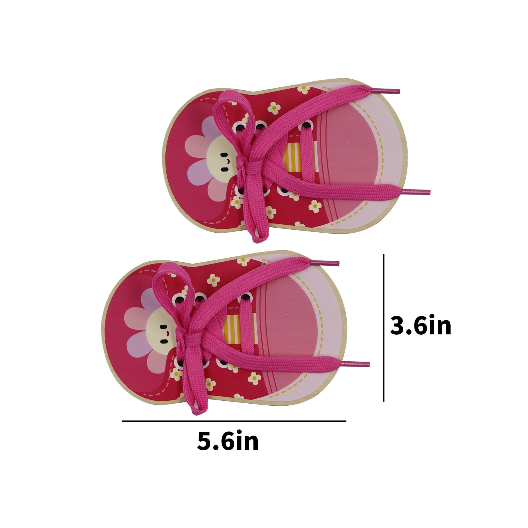 (Pack of 2) Wooden Lacing Shoe Learn to Tie Shoelaces, Fine Motor Skills Threading Board Game