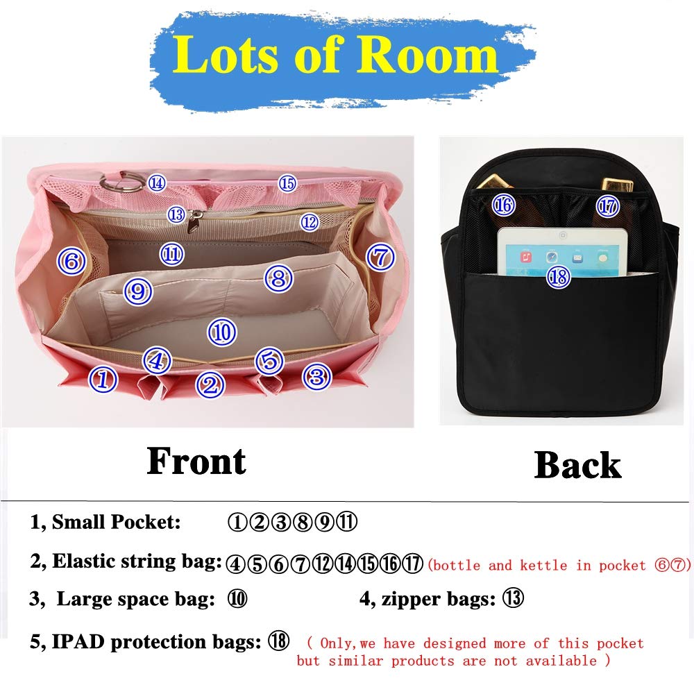 (New 3rd UPGRADE) Rucksack Organizer Insert, Nylon Backpack Organizer Insert Travel Backpack Purse Organizer for Mens and Womens For Mummy Coach MCM LV JanSport Anello (Large, Blue)