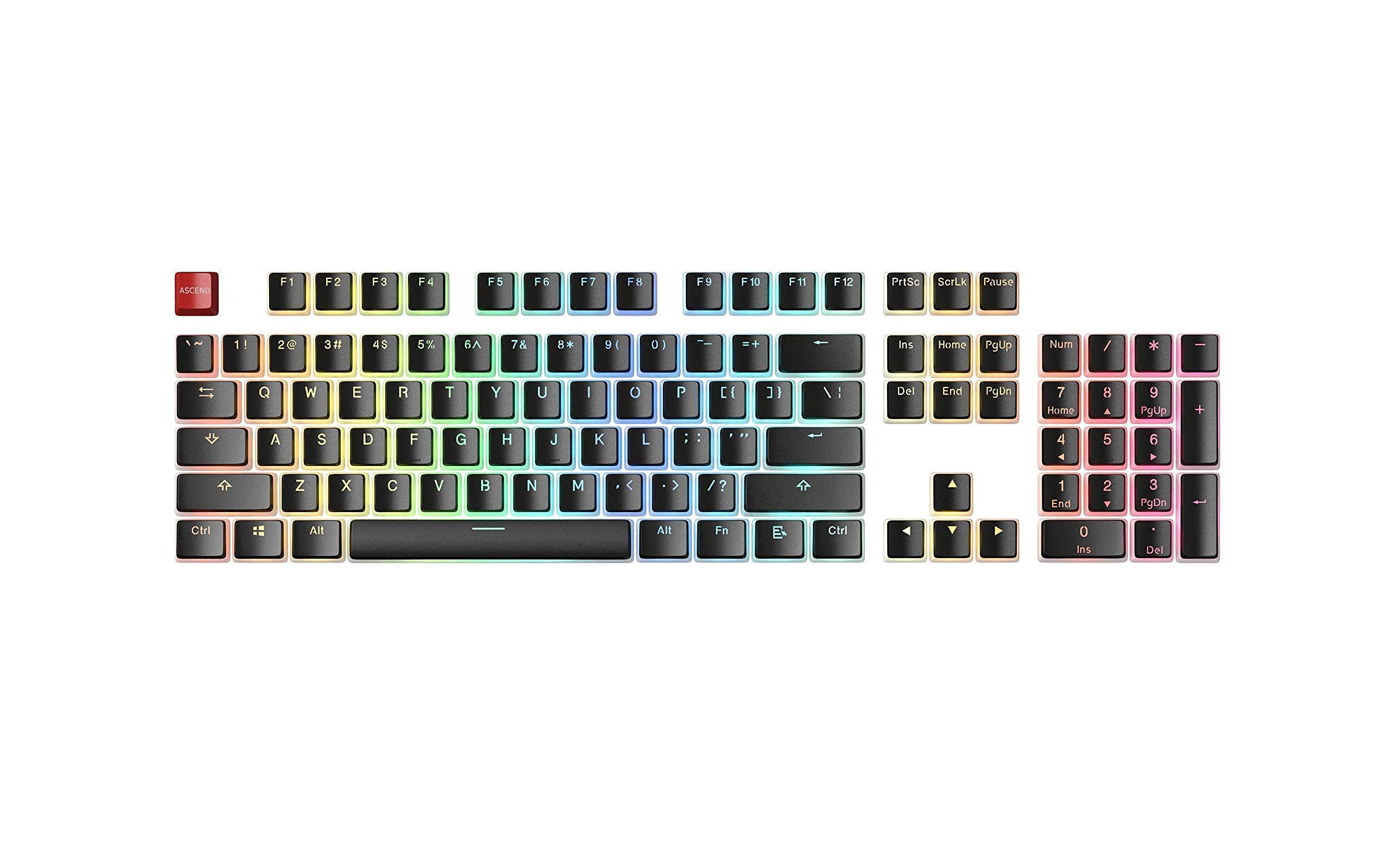 (Barebone Keyboard + Keycaps) Glorious GMMK Modular Mechanical Gaming Keyboard - Barebone Edition, TKL + Glorious Black Aura Keycaps (Bundle)