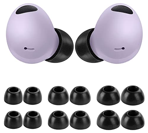 [ 6 Pairs ] Galaxy Buds 2 Pro Memory Foam Tips, No Silicone Eartips Pain Soft Comfortable Replacement Earbud Ear Tips Compatible with Beats Fit Pro/Studio Buds/Galaxy Buds 2 Pro Black S/M/L