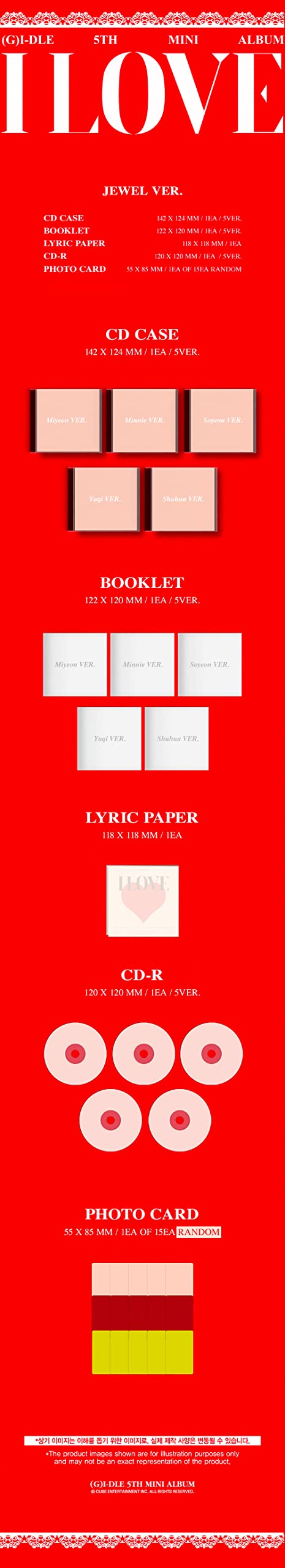 (G) I-DLE - 5th Mini Album I Love Jewel ver. CD (5 Versions Set)